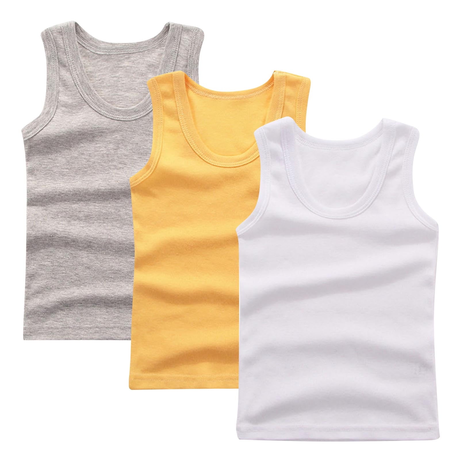Dealovy Toddler Baby Tank Tops 3PCS Comfy Solid Color Cotton Vests Kids ...