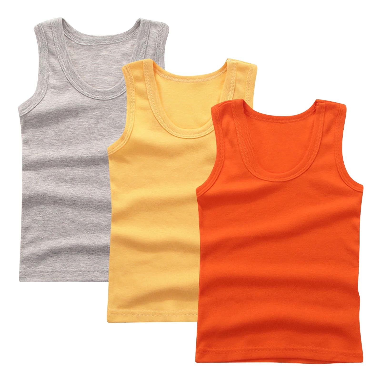 Dealovy Toddler Baby Tank Tops 3PCS Comfy Solid Color Cotton Vests Kids ...