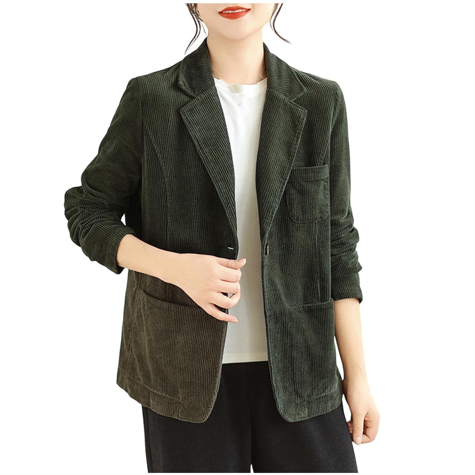 Dealovy Womens Corduroy Blazer Jackets Business Casual Open Front ...