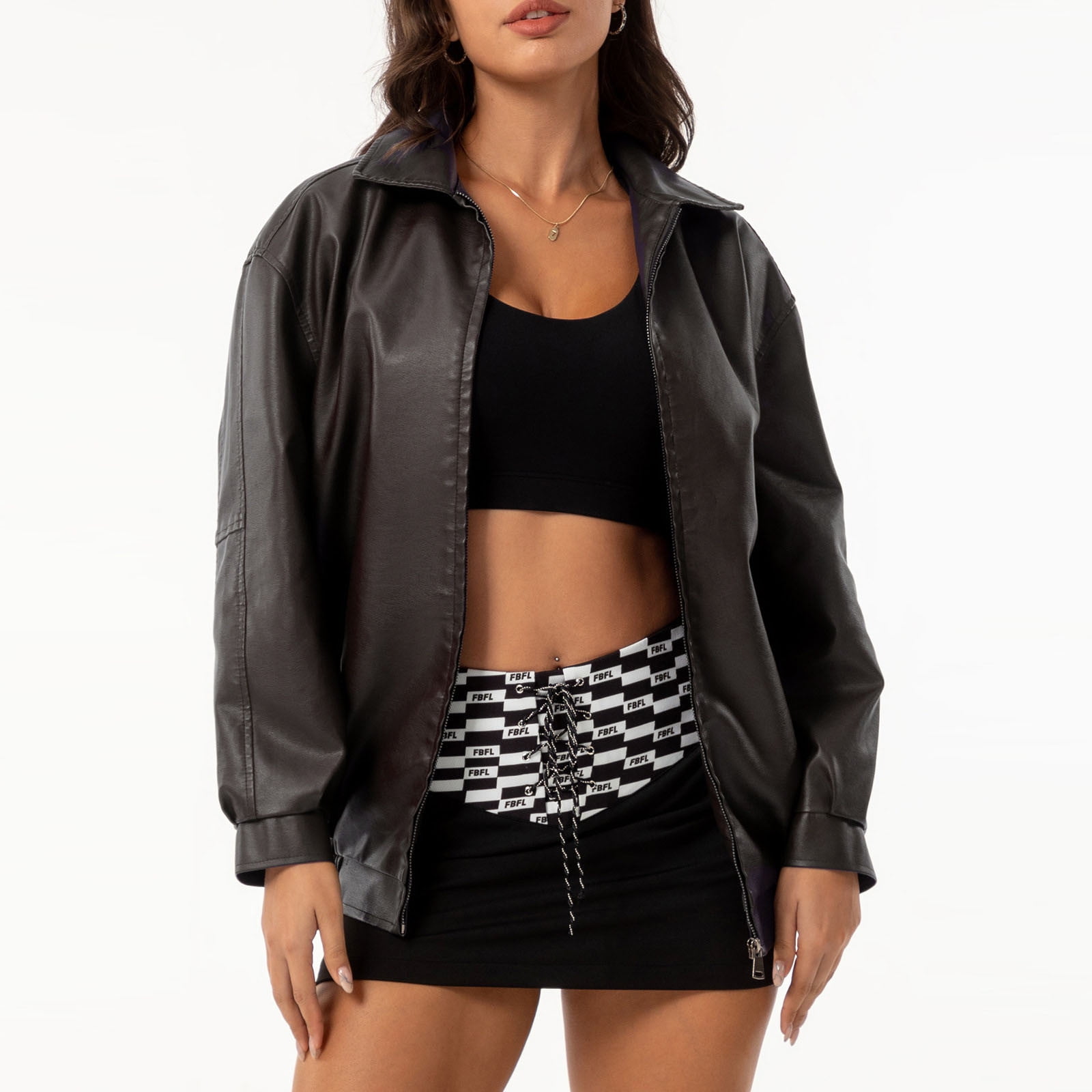 Dealovy Womens Leather Jackets Zip up Leather Jacket Coats Fall Winter ...