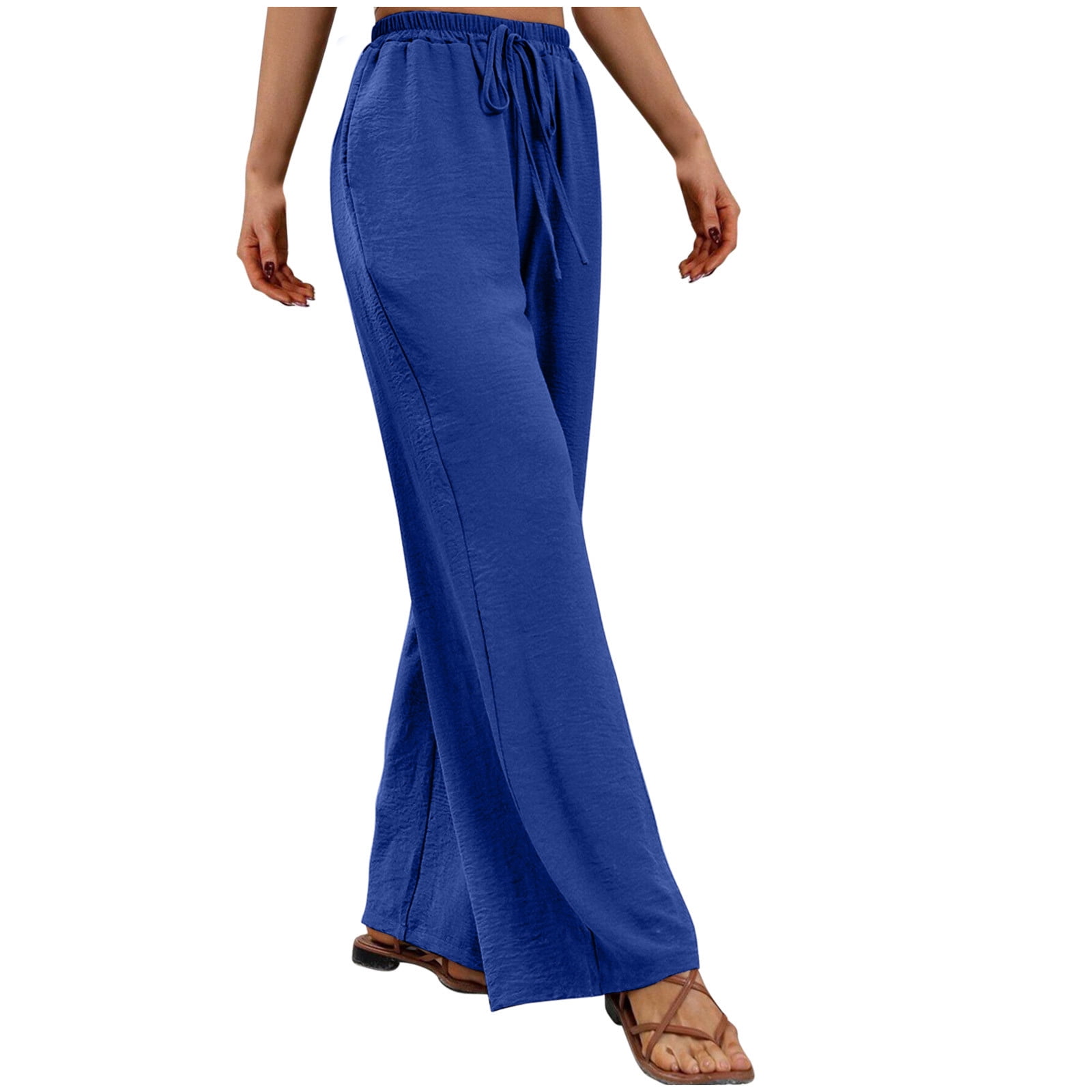 Dealovy Womens Wide Leg Pants Casual Loose Flowy High Waisted Solid ...