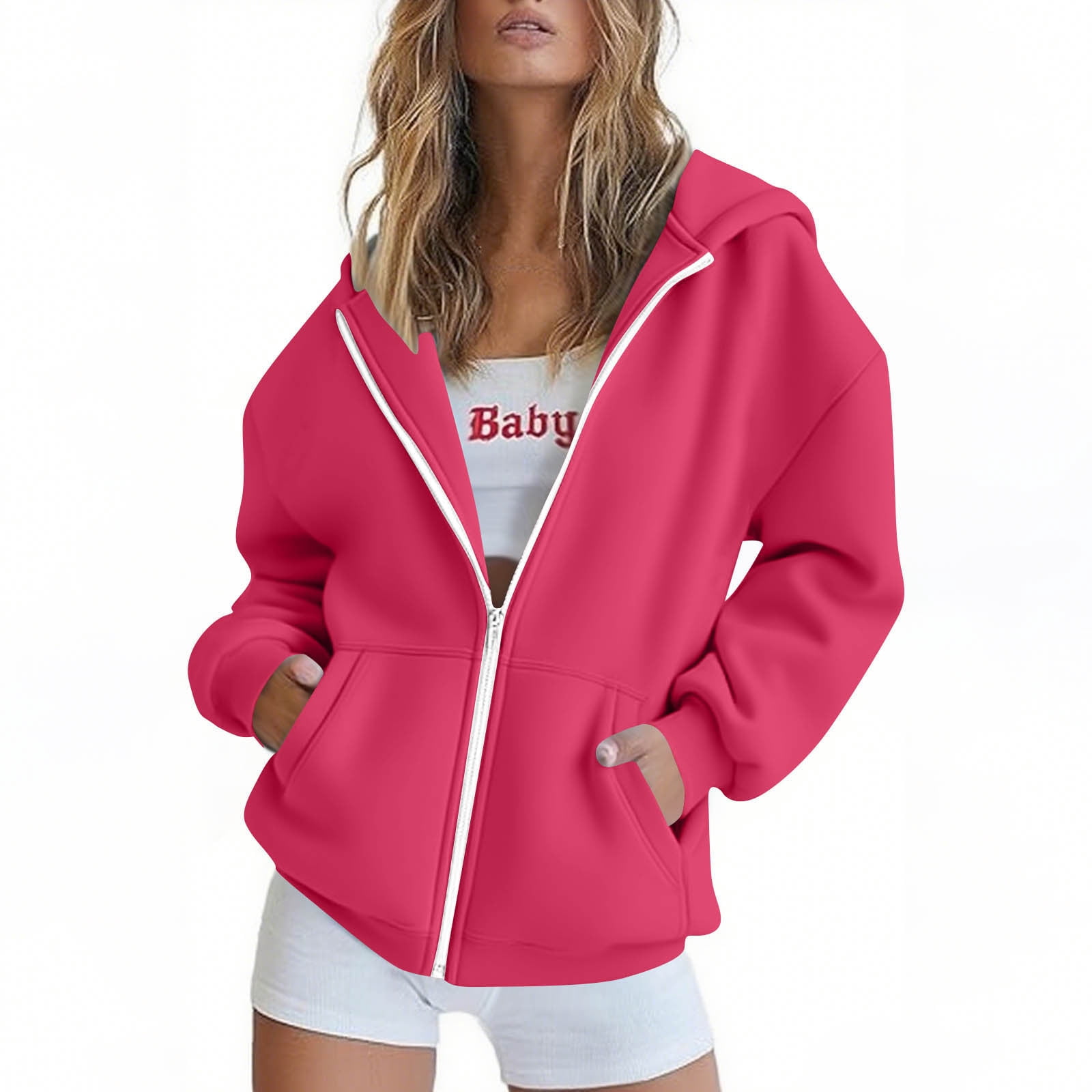Dealovy Womens Zip up Hoodies with Cute Ear Casual Fleece Hooded ...