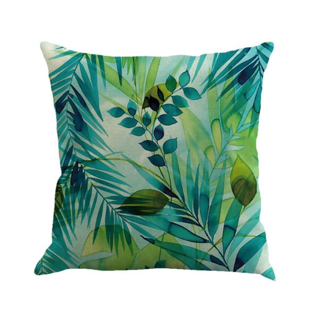 Deals 1 Pack Decorative Green Plant Leaf Throw Pillows Cotton Modern ...