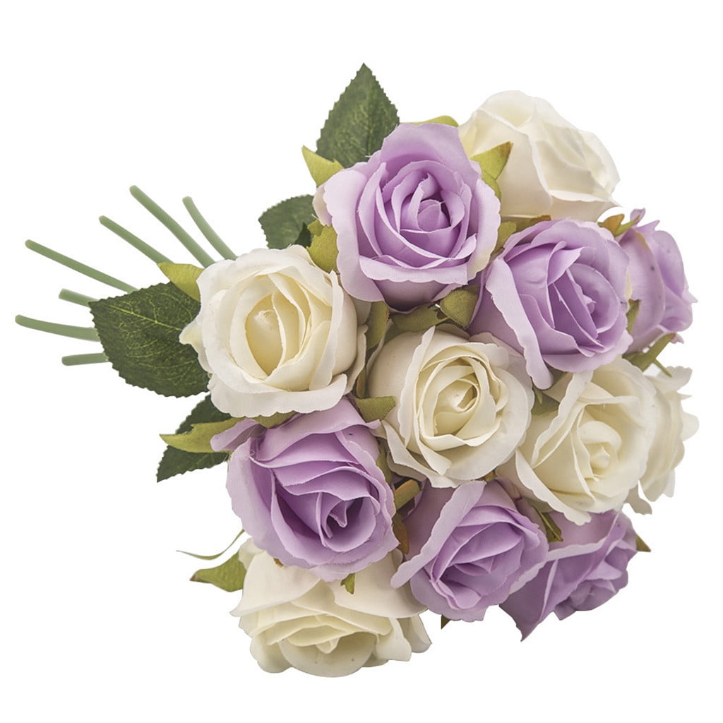 Deals! 12 Head Artificial Rose Bouquet Silk Fake Flowers Leaf Wedding ...