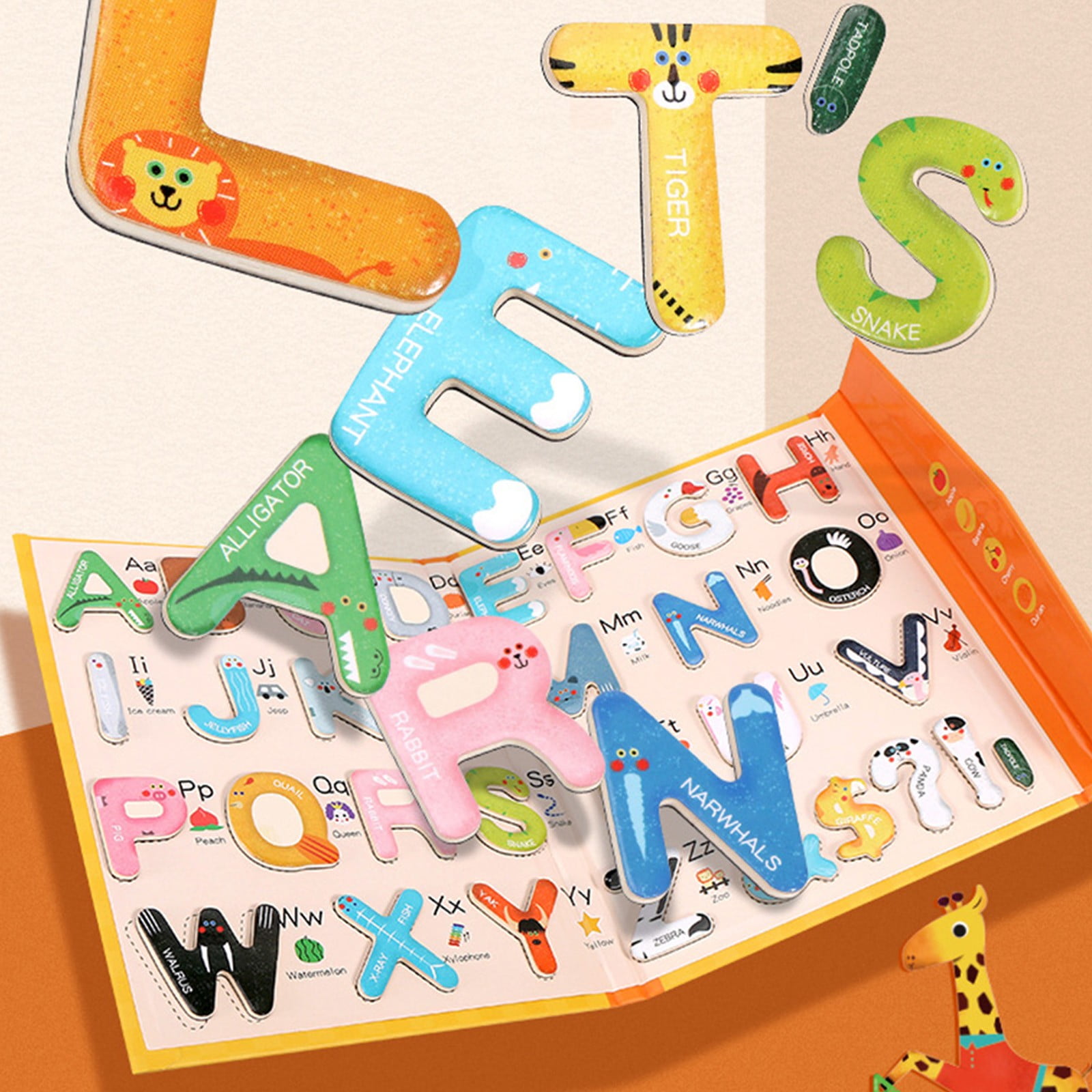 Deals 2024 kcavykas Wooden Magnetic Letters With Book Alphabet Magnets ...