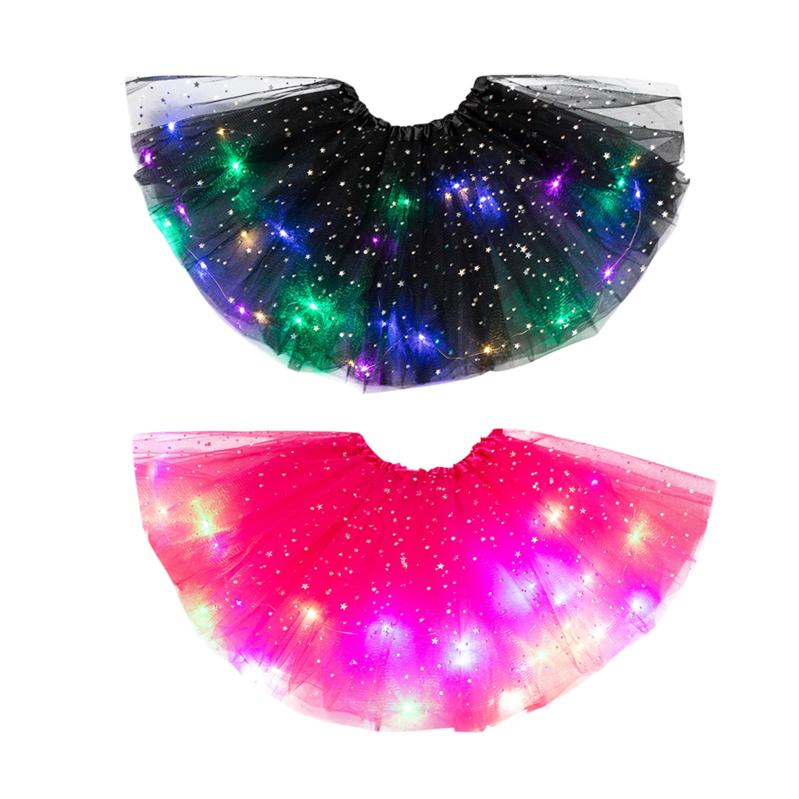 Deals Black and Pink 2 PC Glitter Light Up Tutu Skirt Layered Tulle LED ...