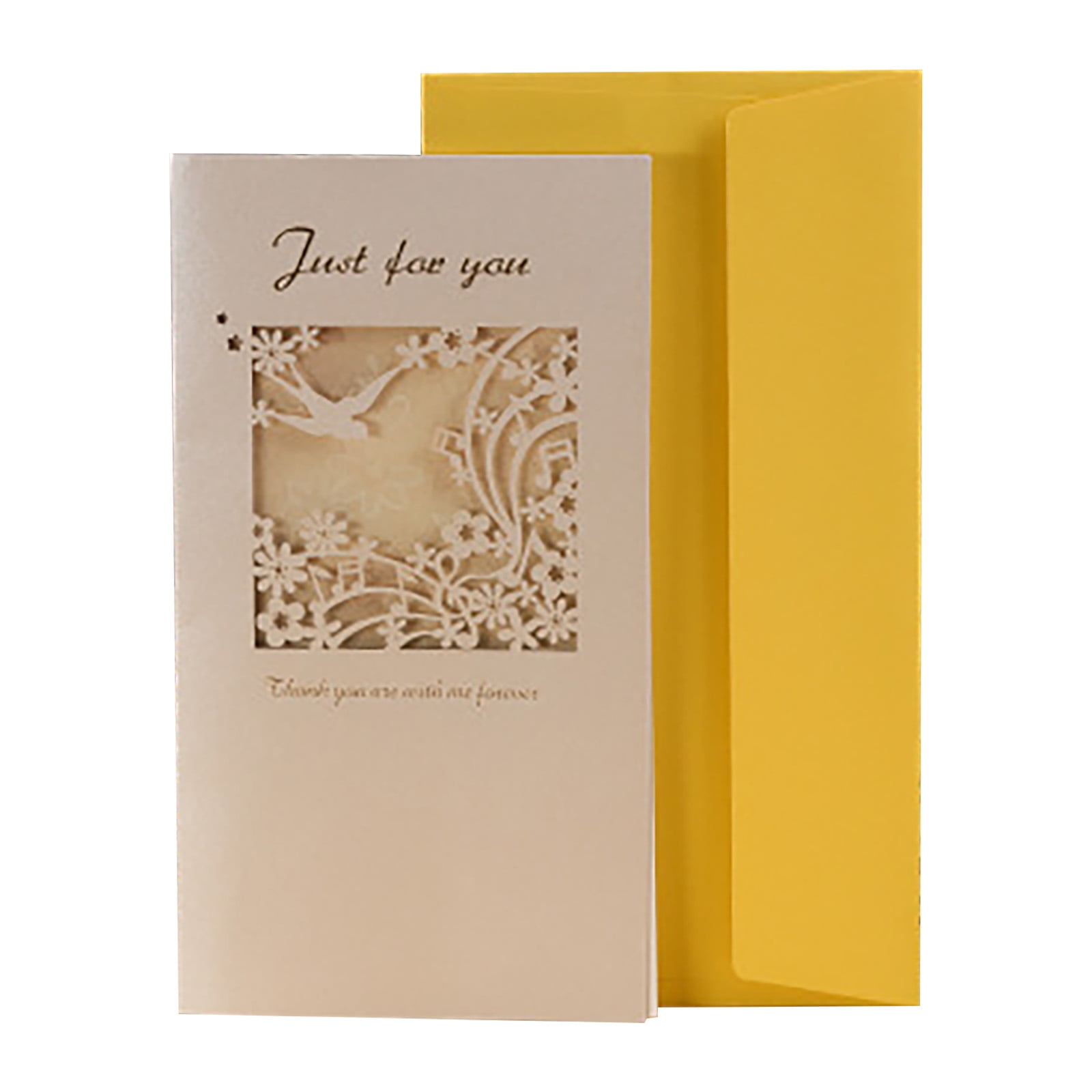 Deals Christmas Card Bronzing Kraft Paper Greeting Card Elegant Hollow Carving Pearl Blessing ...