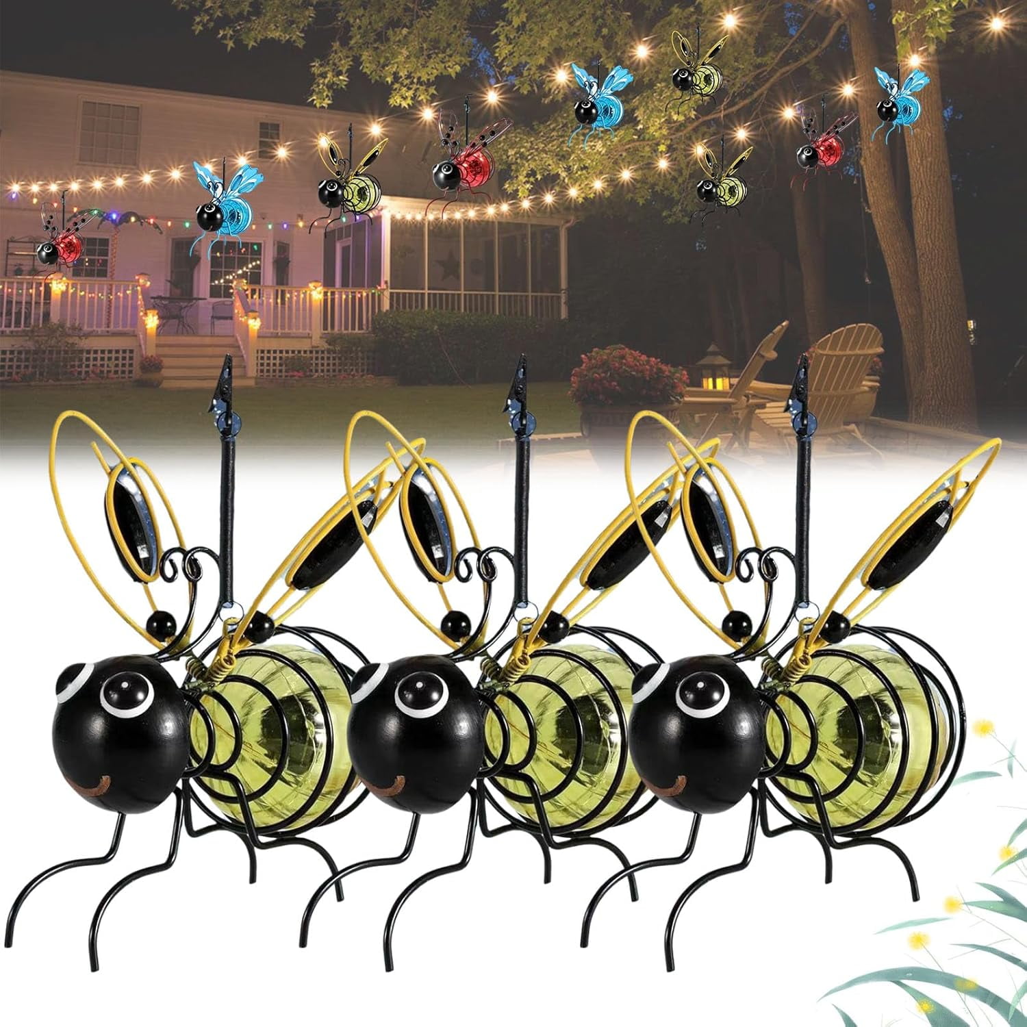 Deals Clearance 3 Pack Solar Bees Lights Outdoor,Outdoor Hanging Solar ...