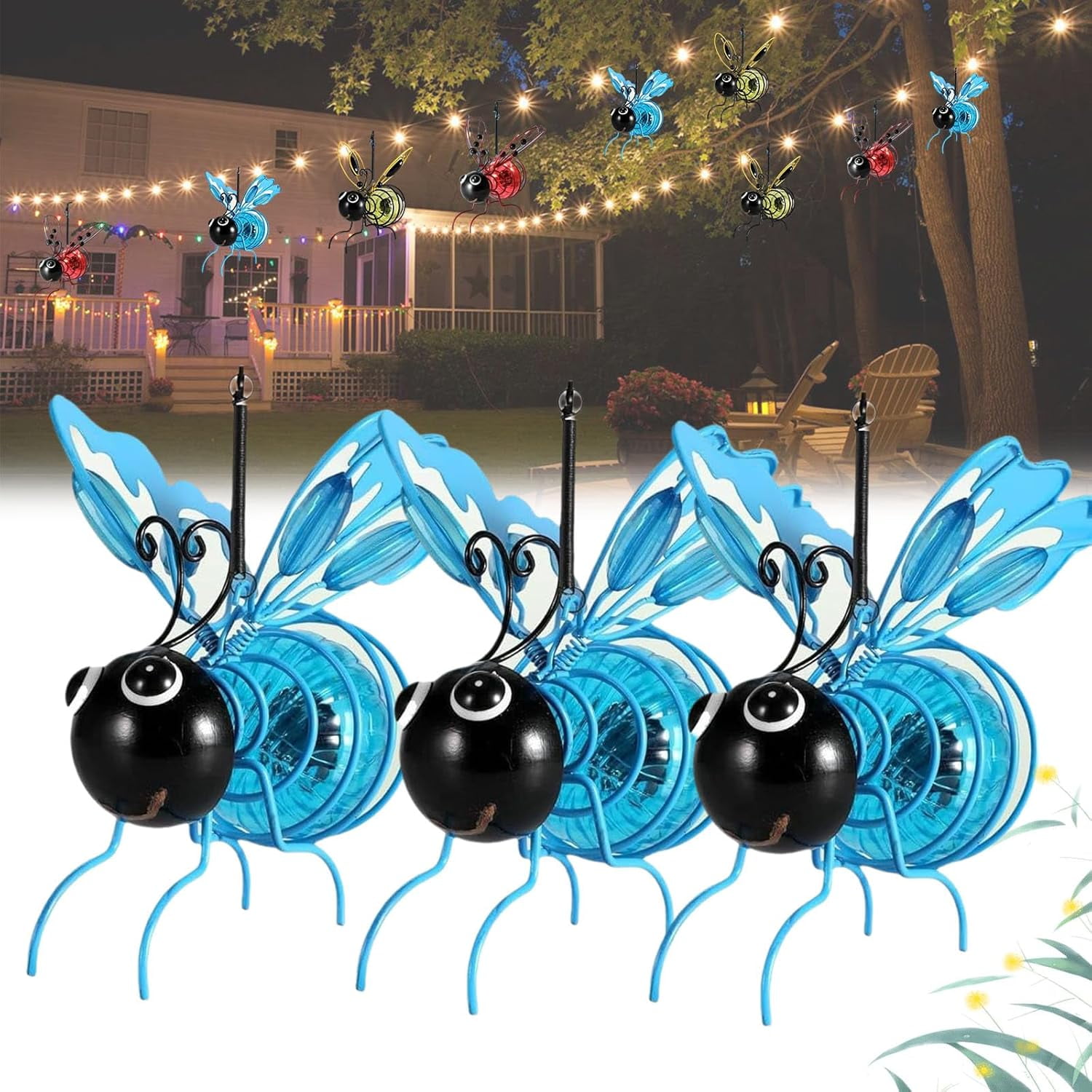Deals Clearance 3 Pack Solar Bees Lights Outdoor,Outdoor Hanging Solar ...