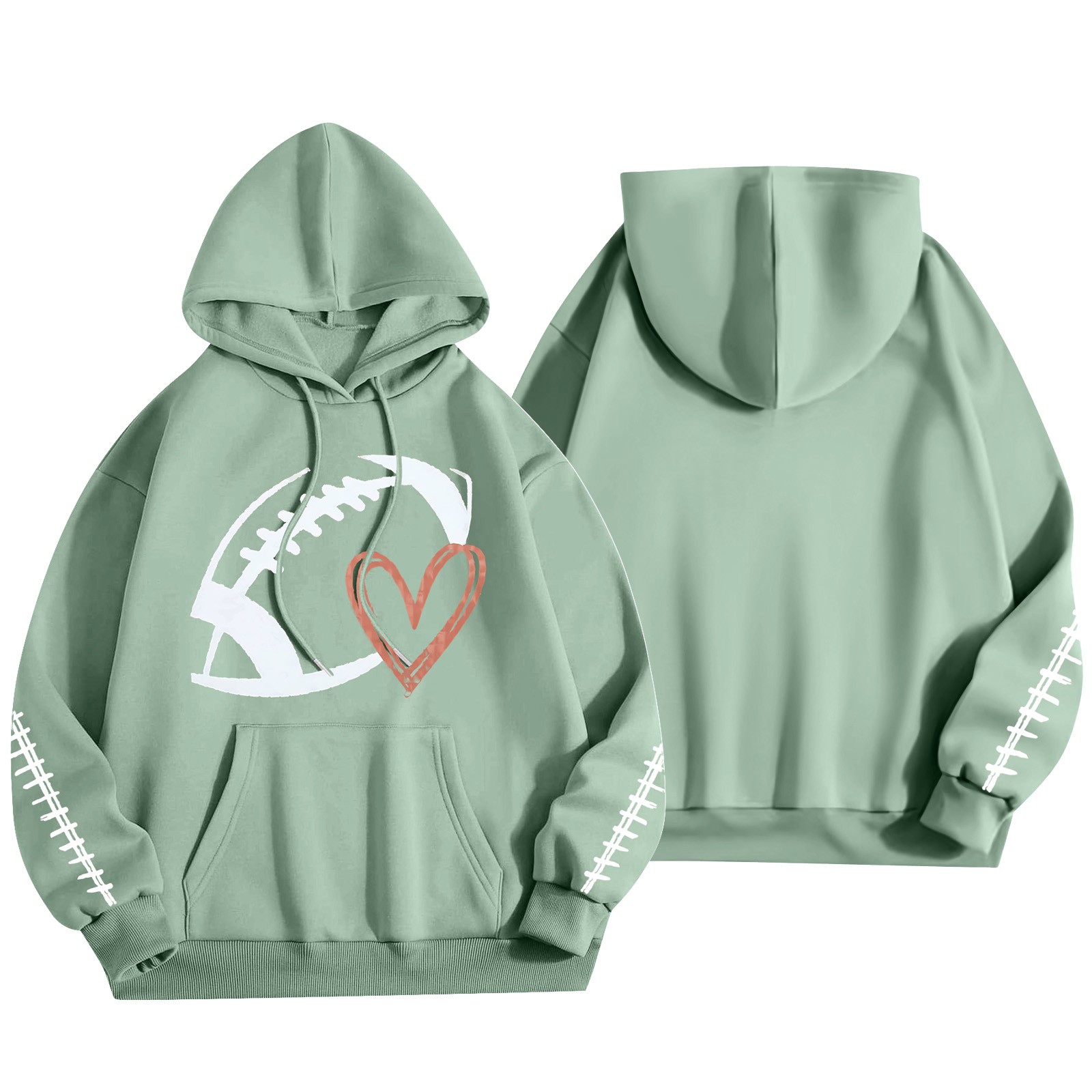 Deals Clearance Hoodies for Women,Women's Red Football Heart Graphic ...
