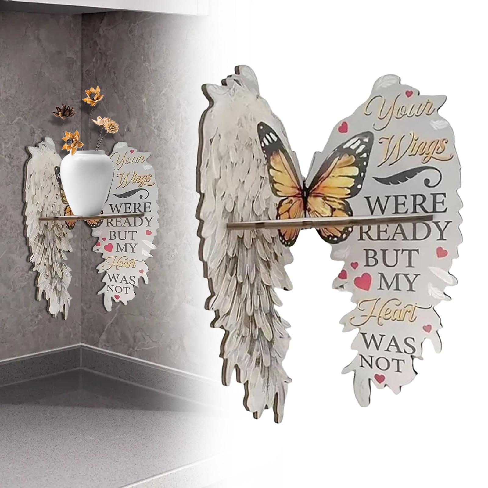 Deals! Corner Shelves Wall Mounted, Angel Wings Wooden Floating Corner ...
