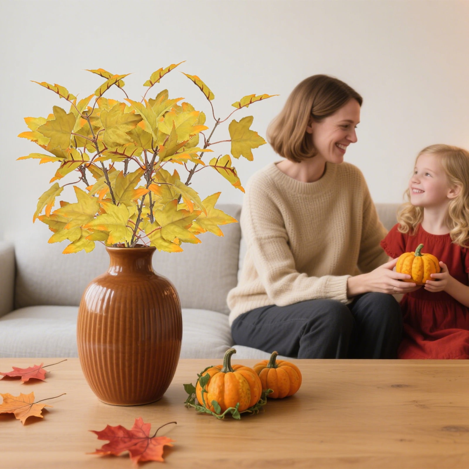 Danhjin Artificial Flowers Thanksgiving Maple Leaf Fall Color ...