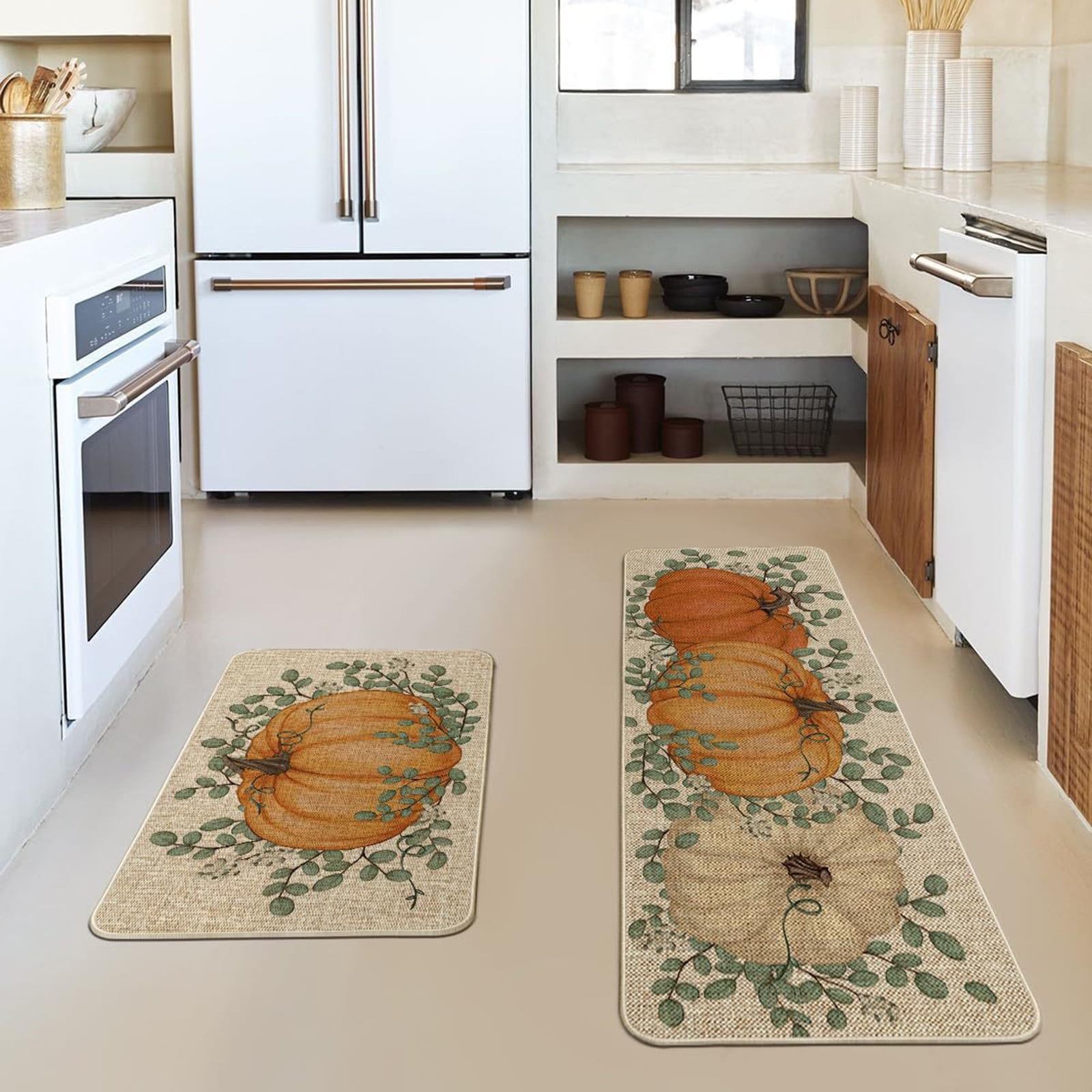 Deals! Danhjin Fall Halloween Rug Antislip Kitchen Mat Set, Pumpkin ...
