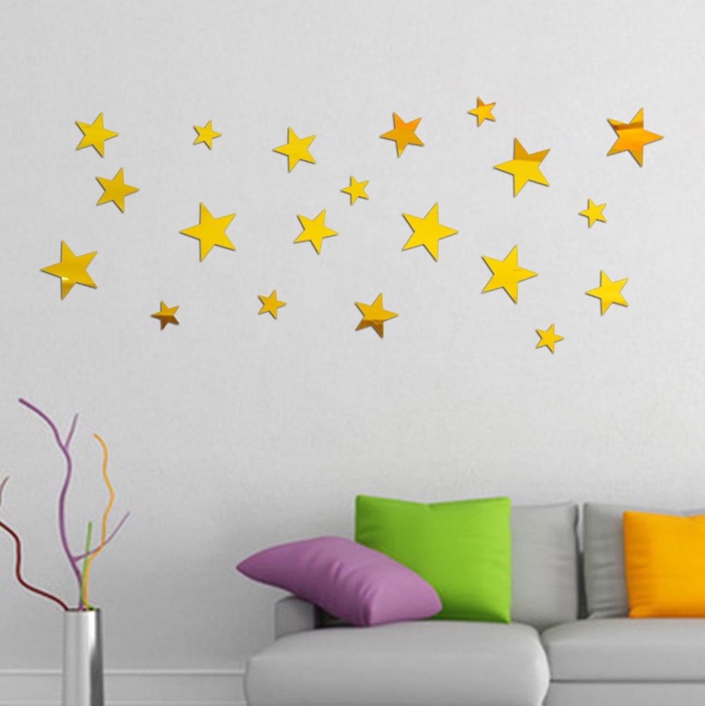 Bifavgk 20 X Star Art Mirror Wall Sticker Acrylic Surface Decal Home ...