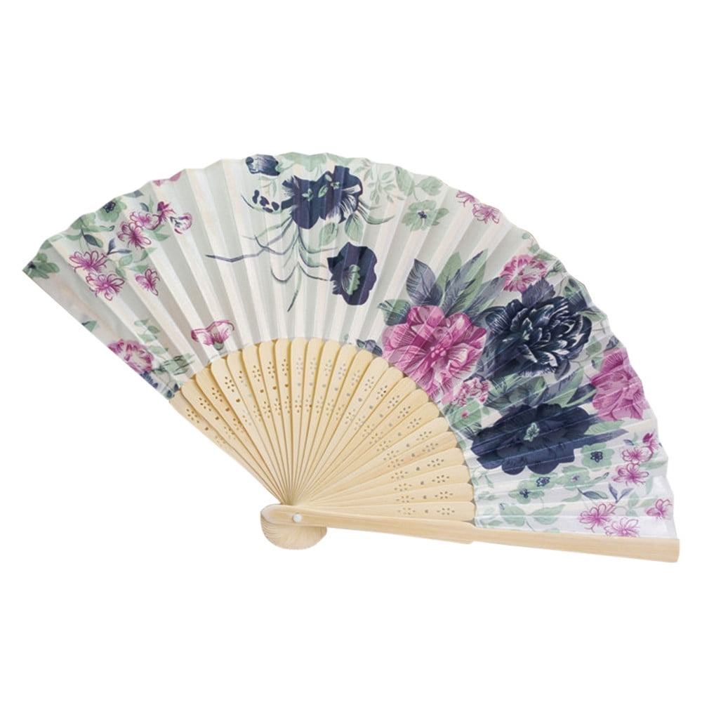 Bifavgk Vintage Bamboo Folding Hand Held Flower Fan Chinese Dance Party ...