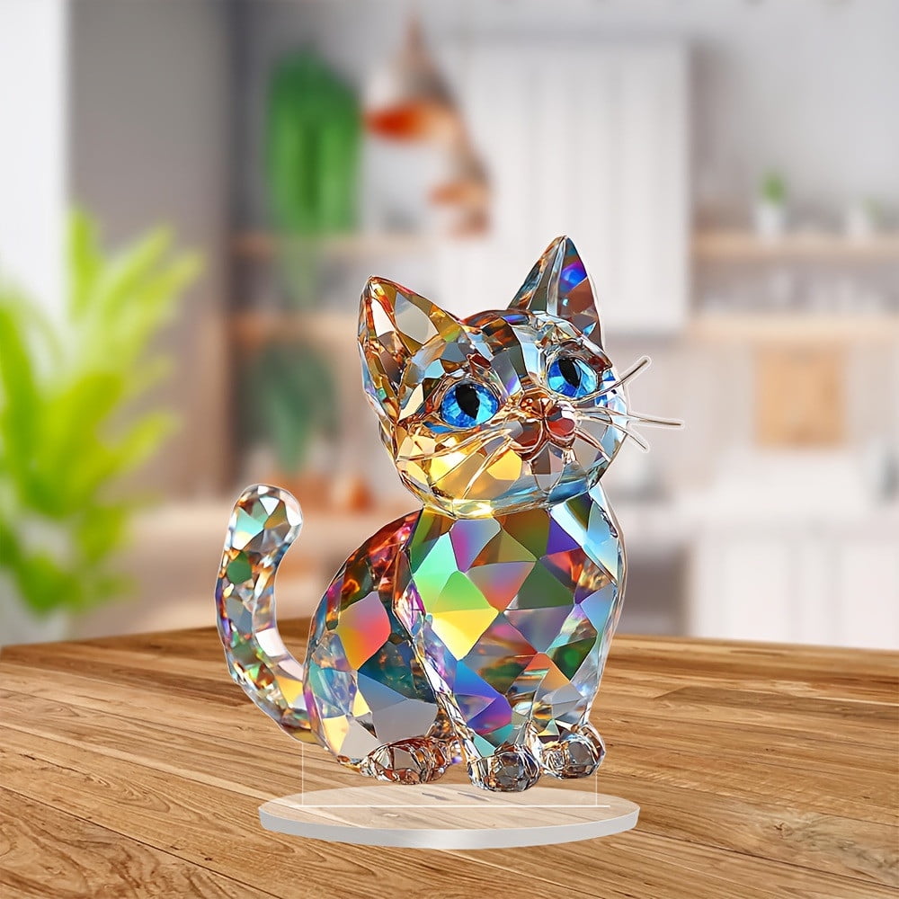 Colorful Cats Home Decor, Acrylic Desktop Decoration, Cat Figurine for ...
