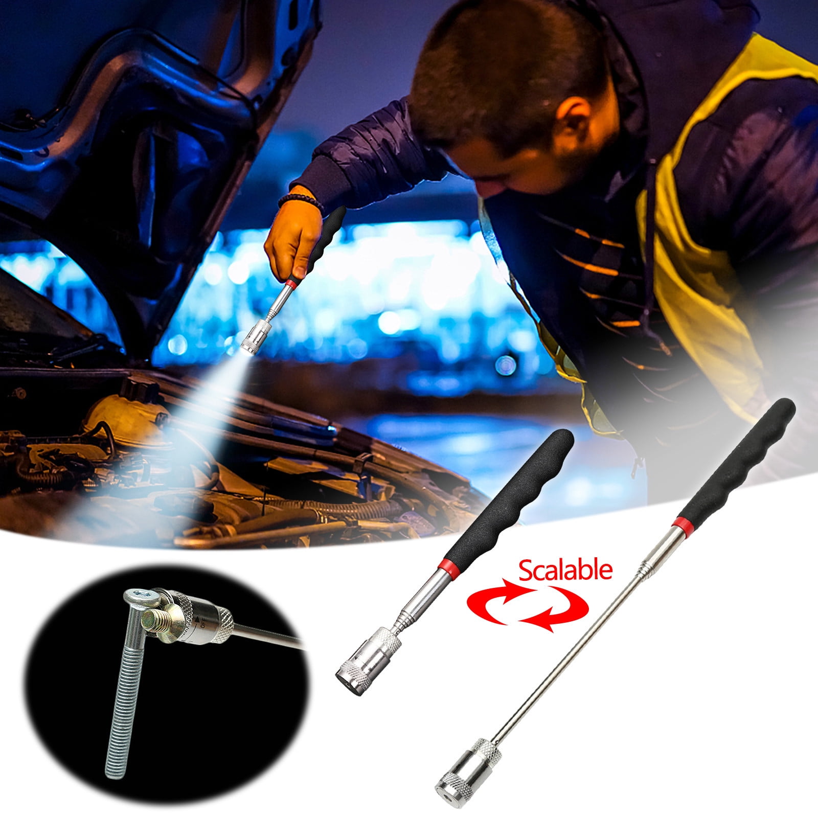 Deals of The Day Clearance! LED Retractable Magnetic Pick-up Tool with ...