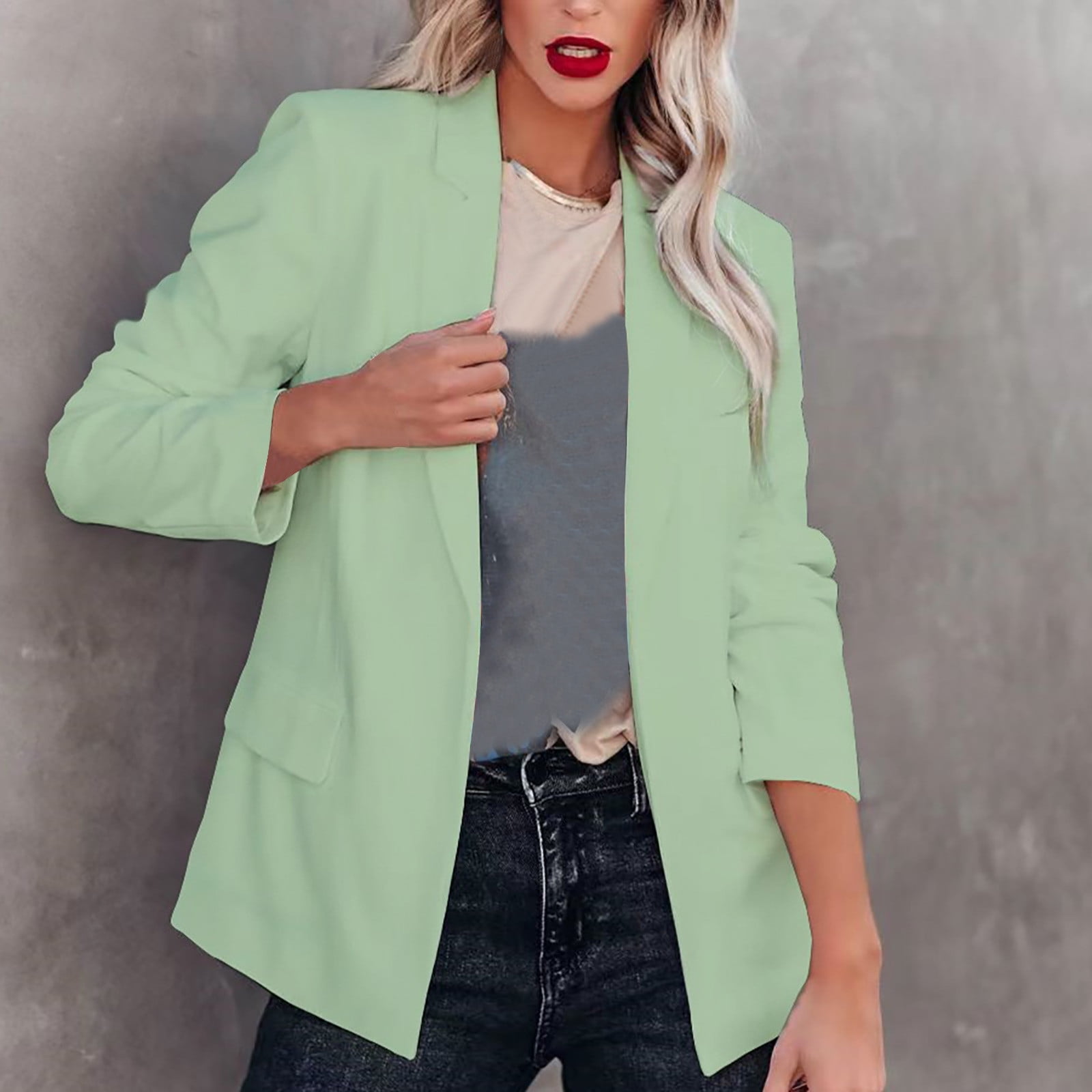 Miqool Womens Bussiness Casual Blazers Lightweight Open Front Cardigan ...