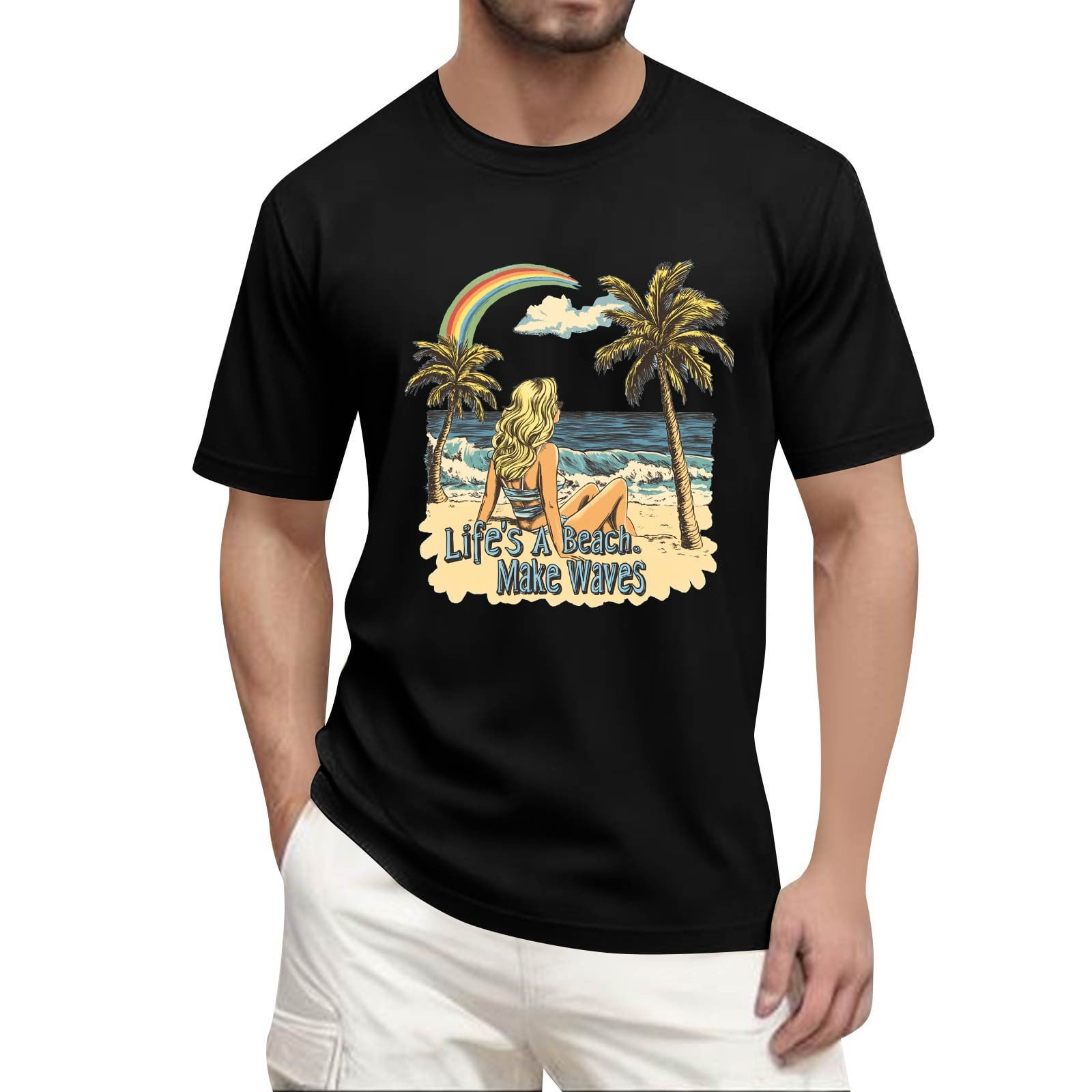 NAMTYQX Funny Shirts for Men Plus Size Crewneck Baggy Lightweight ...