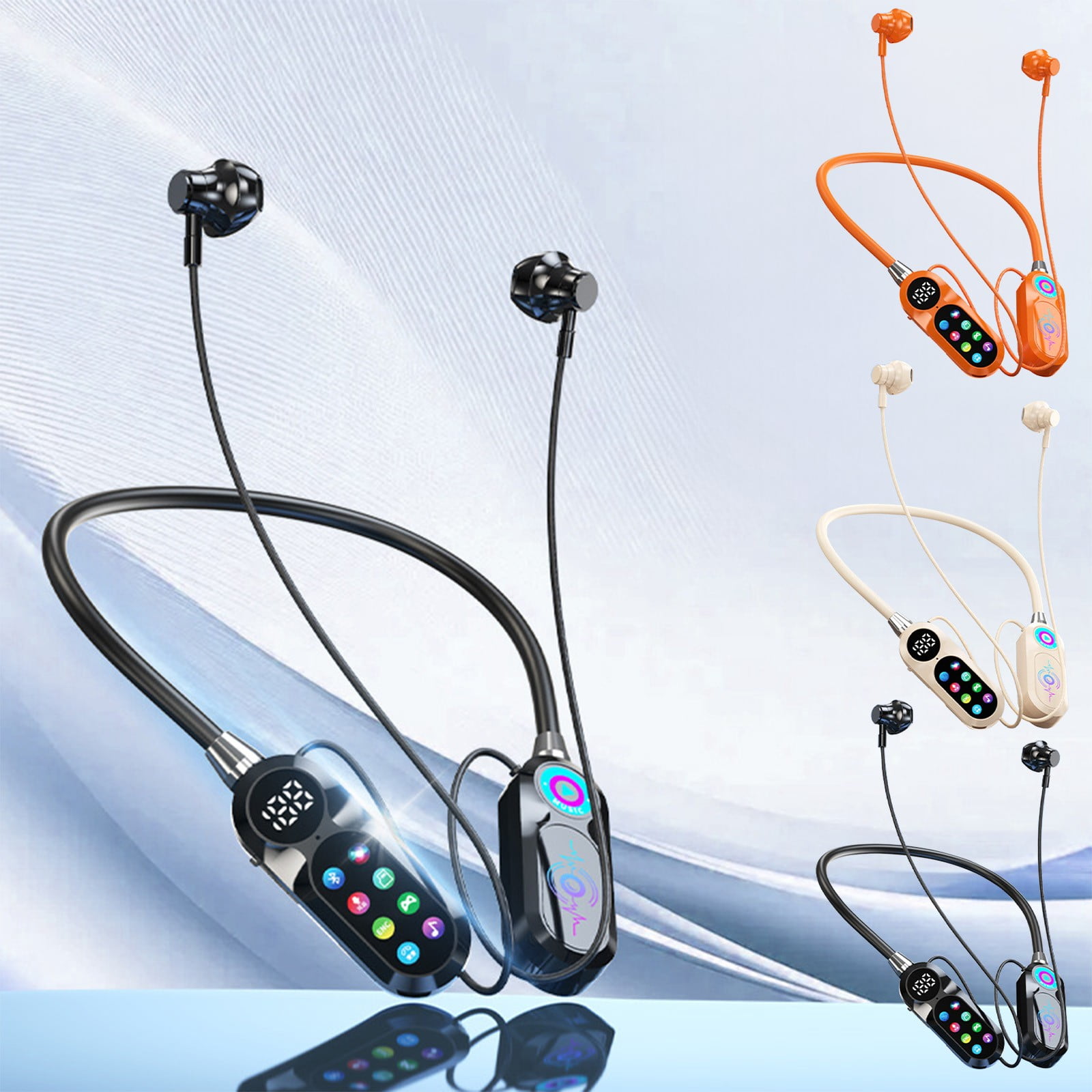 Deals of The Day Clearance! Neck Hanging Bluetooth Earphones, LED Color ...