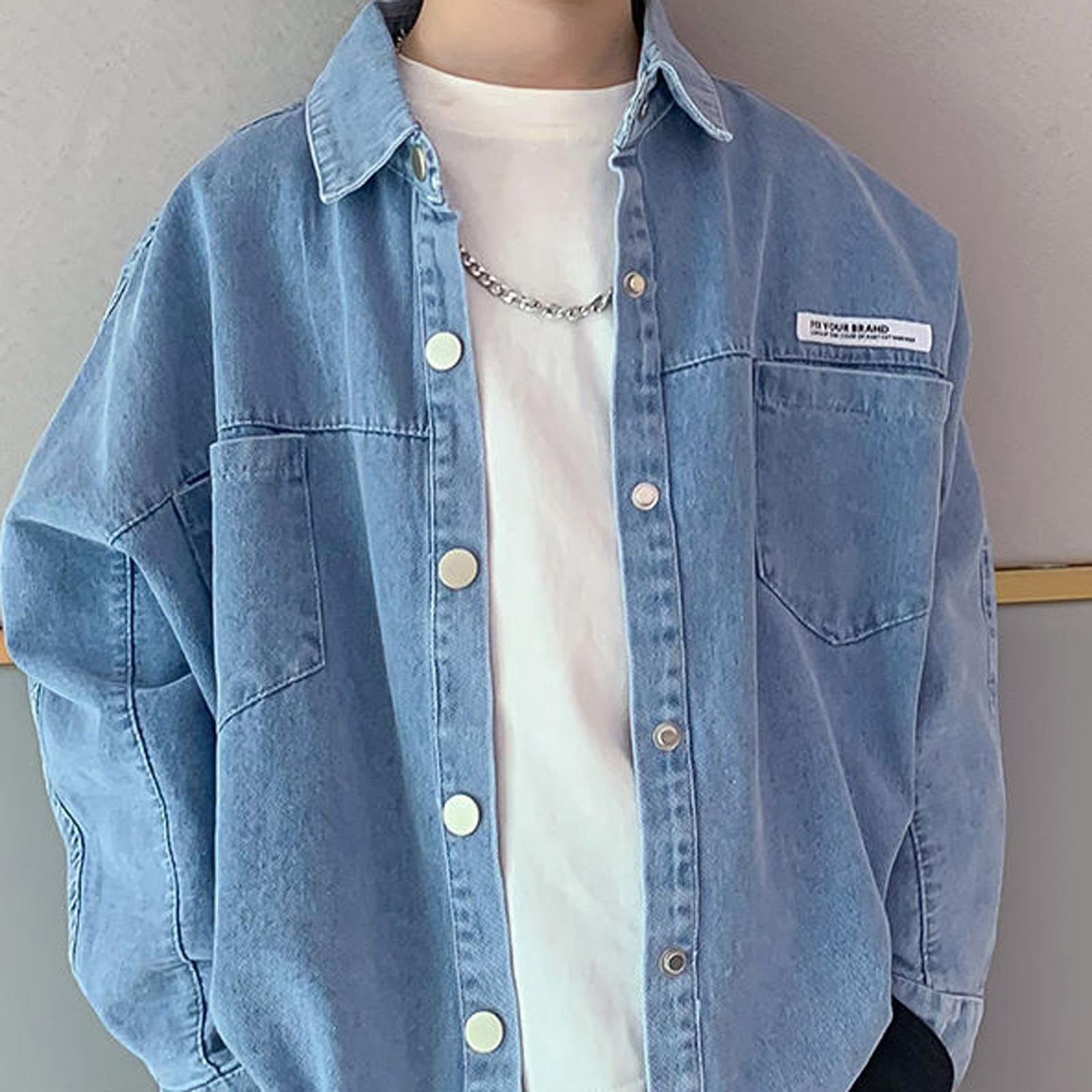 Deals of The Day kttectoa Tops for Kids Solid Children Denim Shirts Jackets Long Sleeve Lapel ...