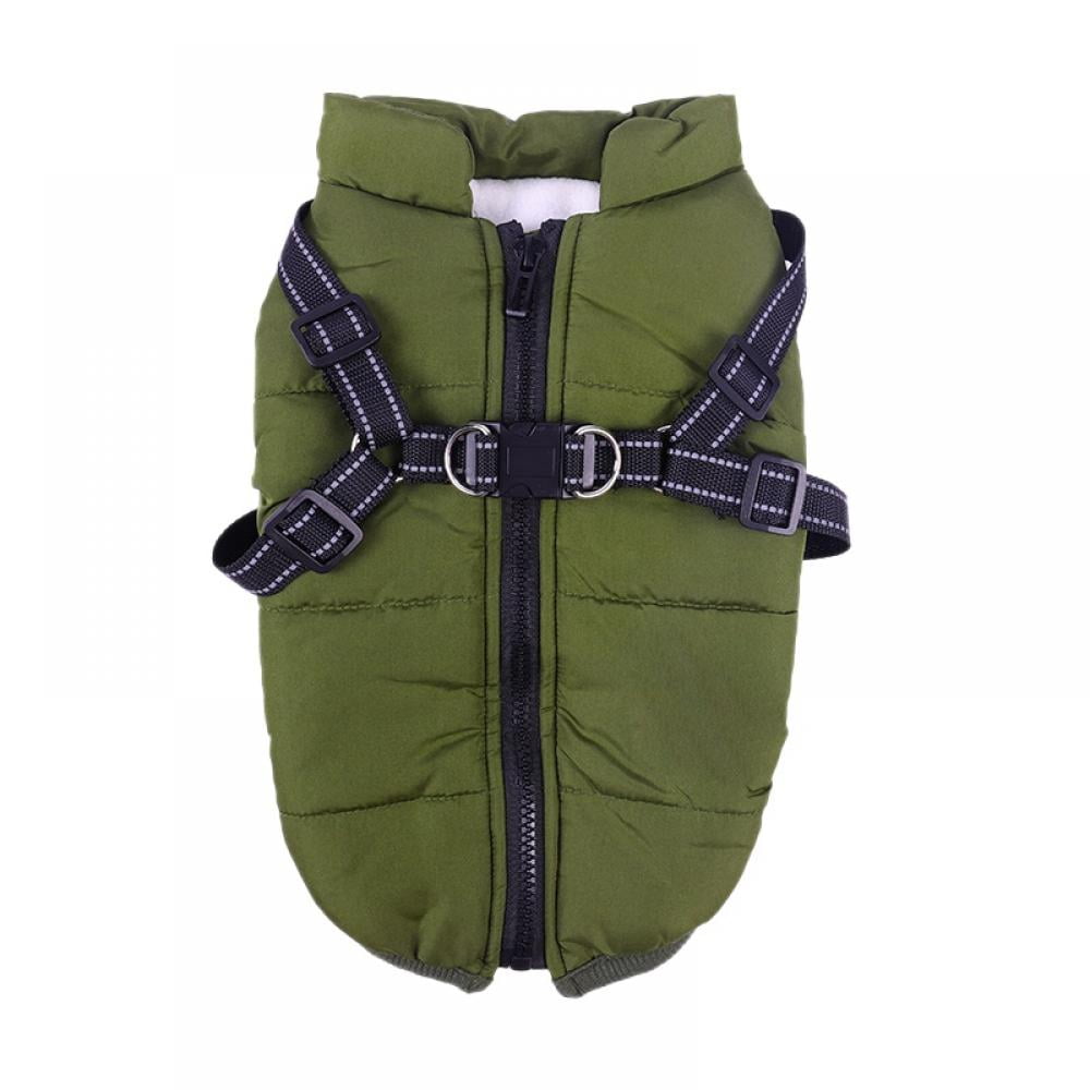 Dog Coat with Harness Pet Warm Fleece Jacket Small Large Dog Vest ...