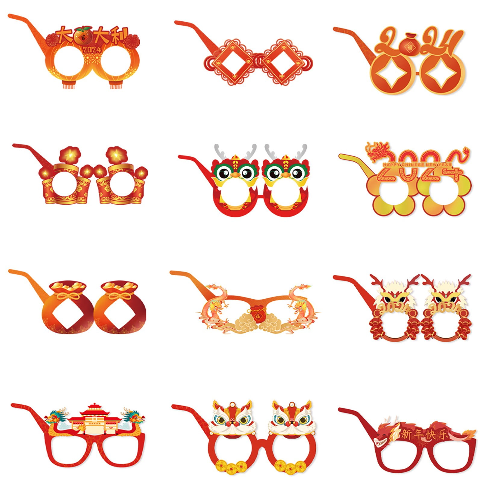 Deals! Dragon Spring Festival Photo Props Paper Glasses New Year's Eve ...
