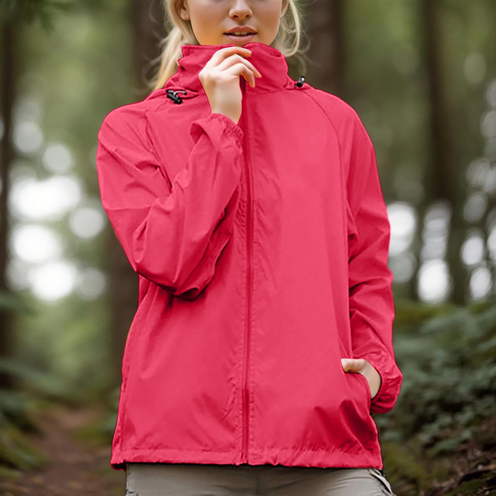 Up to EGNMCR Women's Lightweight Jacket Waterproof Rain Jacket with ...