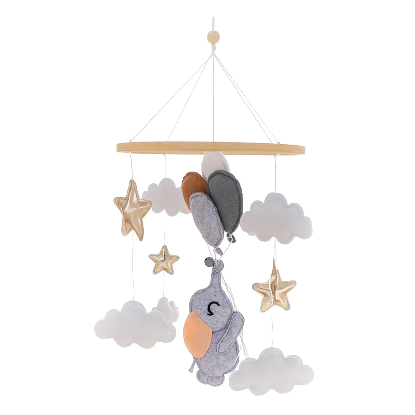 Deals Handcrafted Wooden Felt Baby Mobile with Hanging Wind Chimes ...