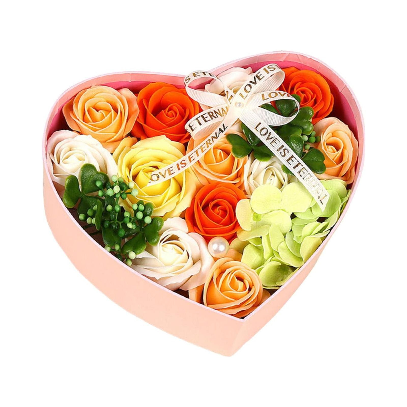 Deals! Heart Shaped Soap Flowers Gift Box Artificial Soap Rose Bunch ...