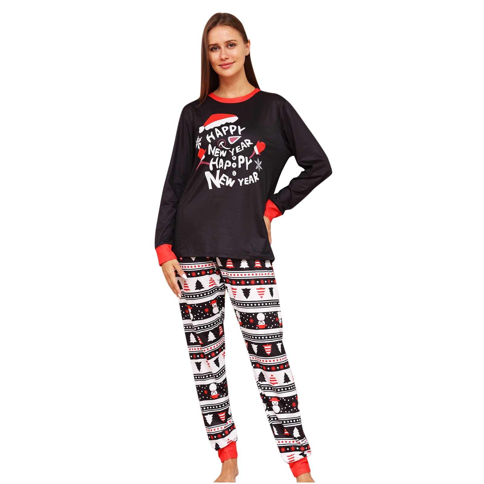 Deals Holiday Pajamas Cute Deer Print Long Sleeve Totem PJS Set ...