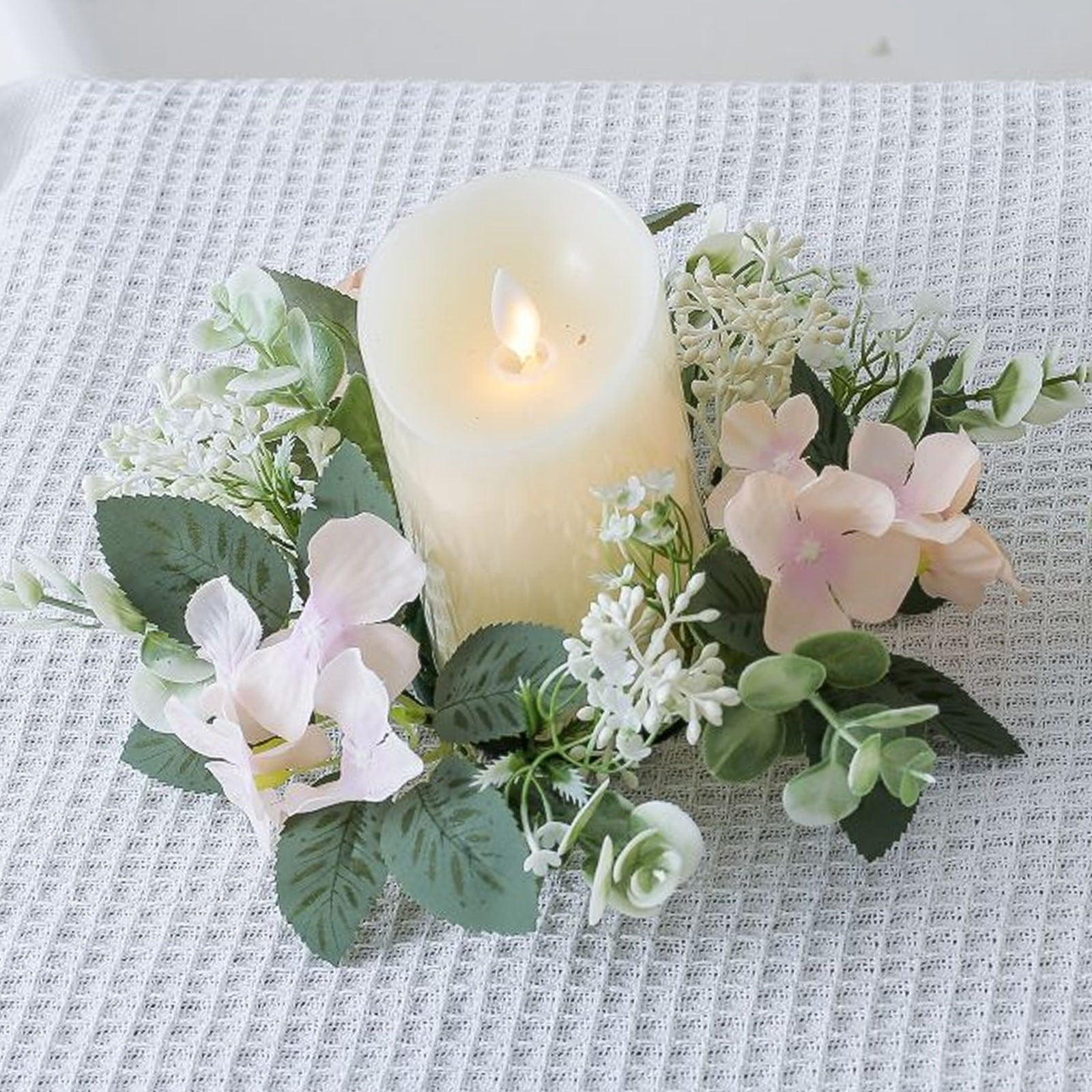 Yyuenw Christmas Decoration Artificial Candle Rings Wreaths Floral ...