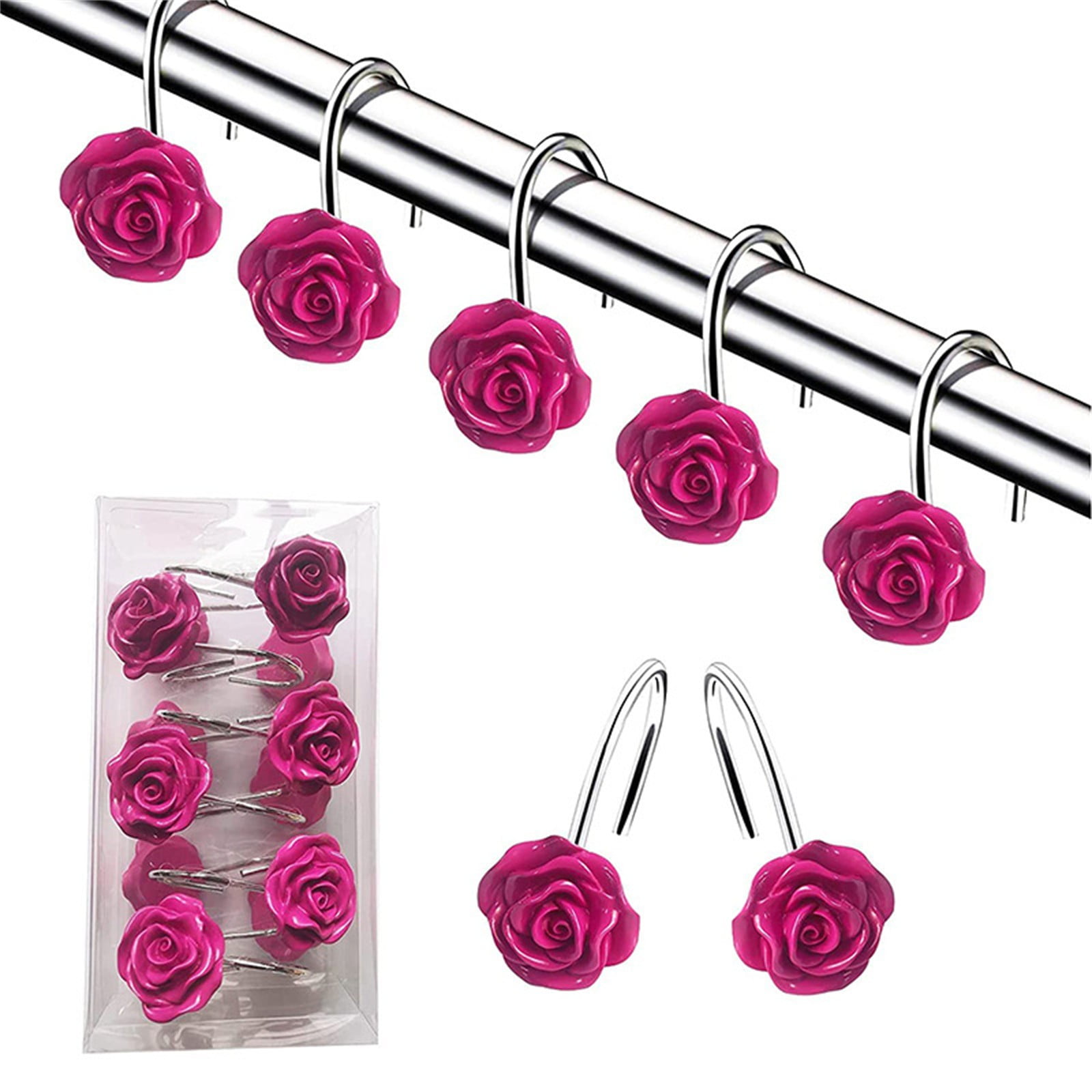 Deals Resin Rose Shower Curtain Hook Resin Rose Designed Shower Curtain ...