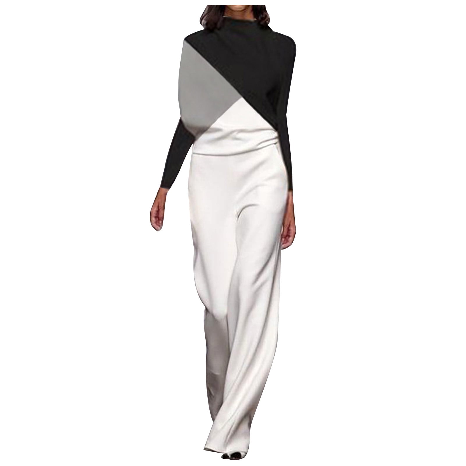 Wycnly Rompers for Women Fall Business Casual Elastic Waist Long Ladies ...