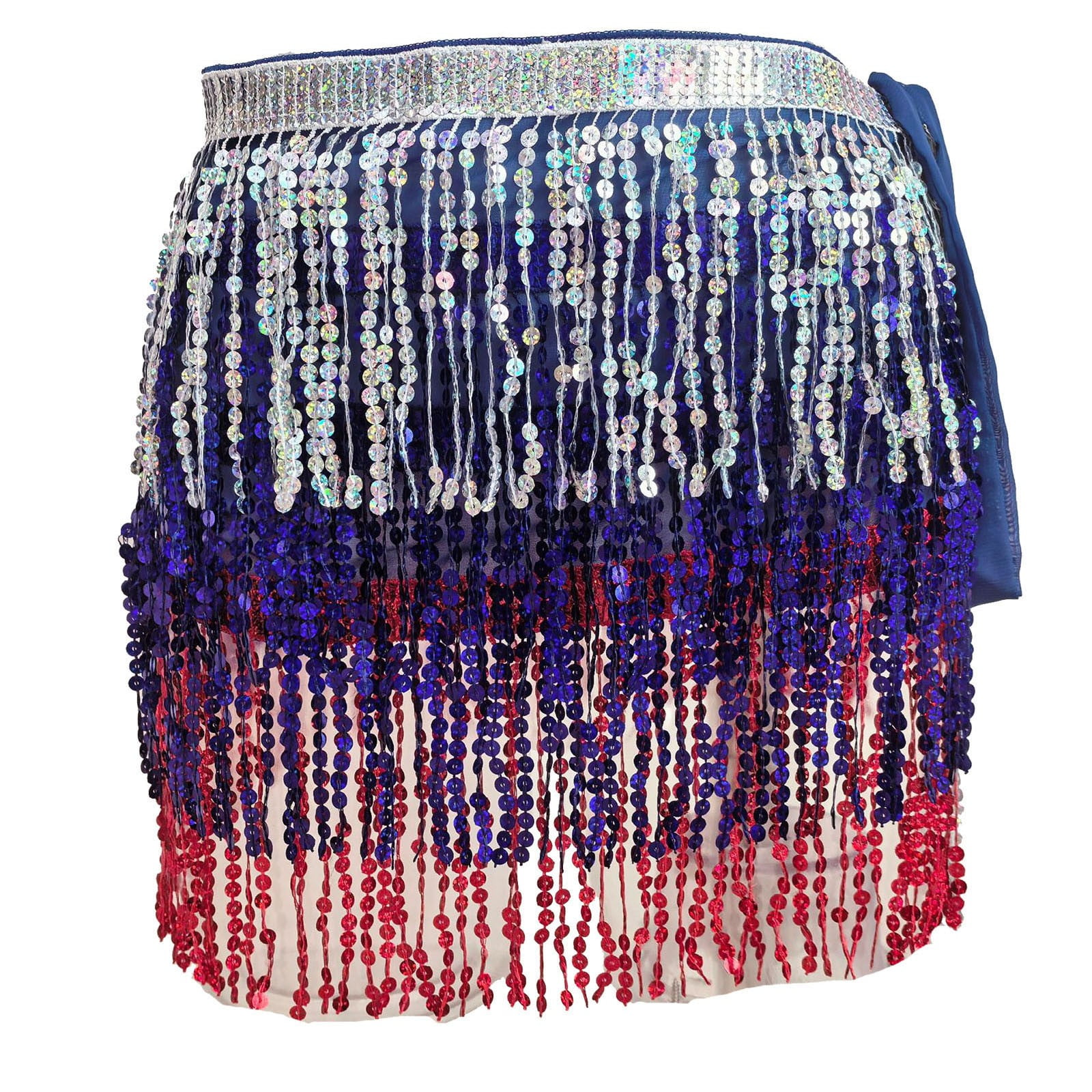 Deals of The Day Miqool Women's Tassel Sequin Skirt Belly Dance Hip Scarf Sparkly Glitter Fringe ...
