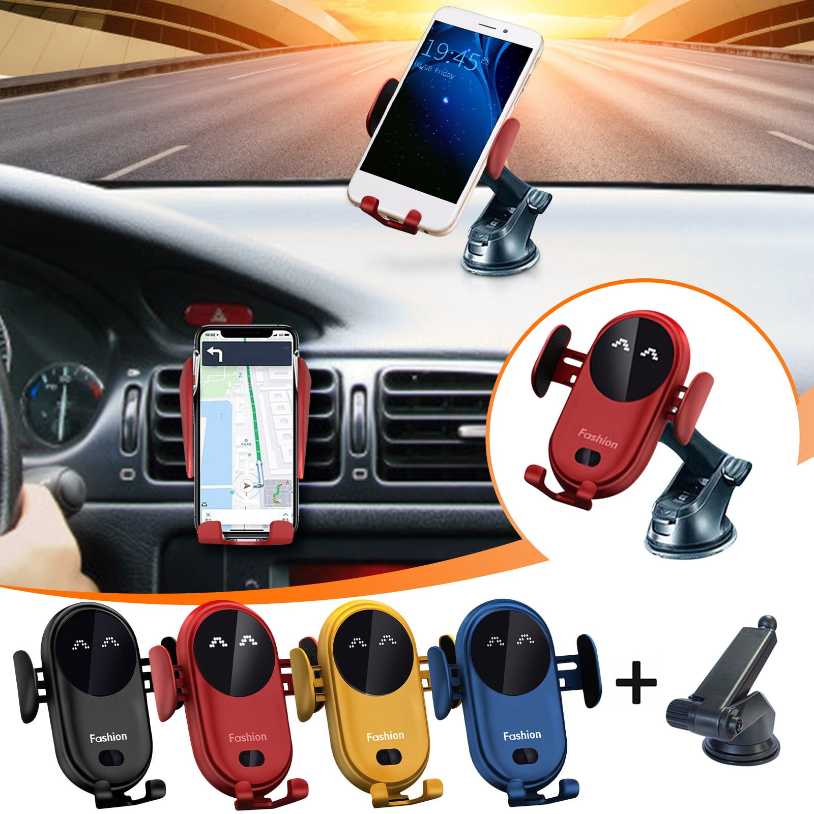 Deals Today,Automatic Clamping Wireless Charger Car Mount,Smart ...