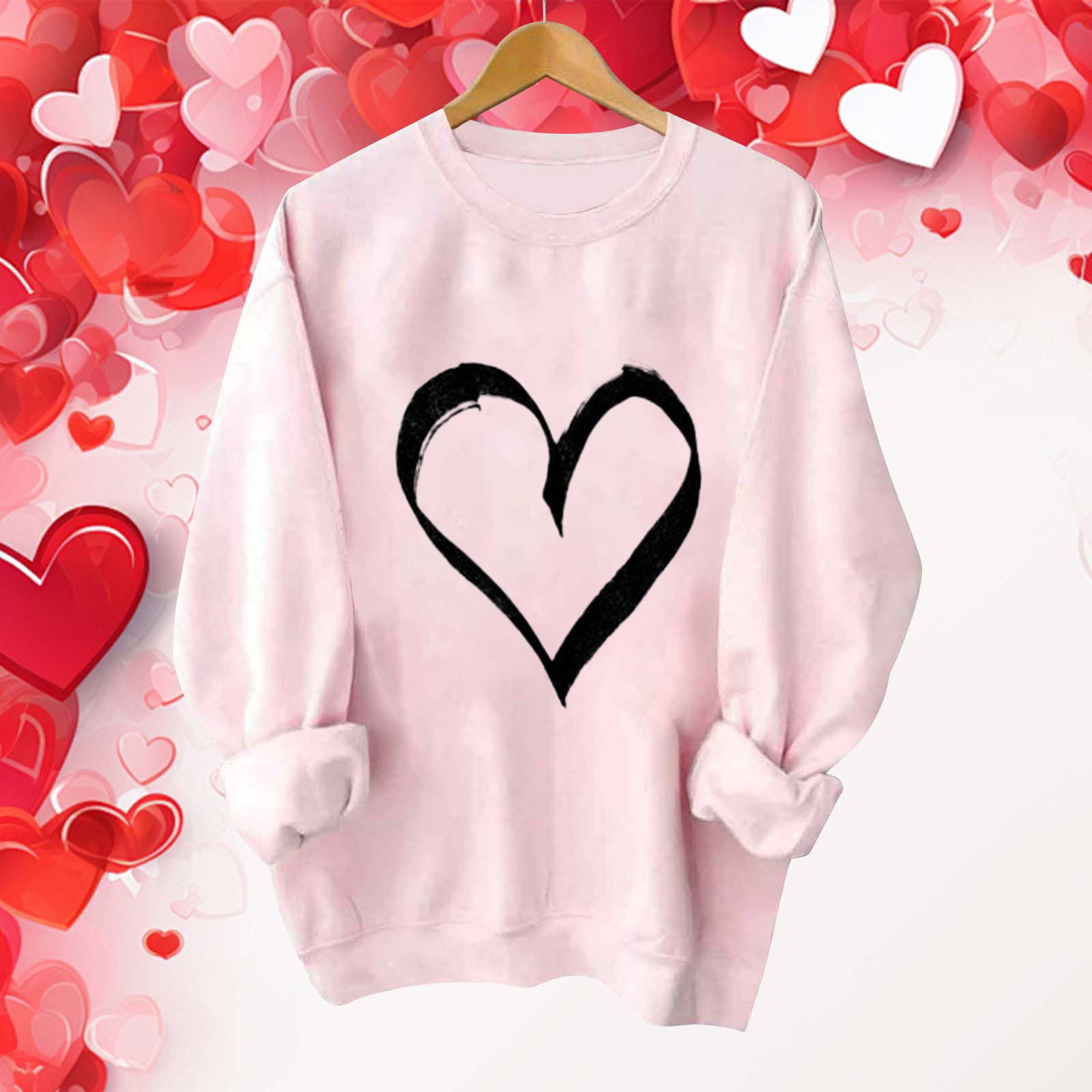 Deals of Today TMOYZQ Women's Valentines Day Sweatshirts Fall Winter Clothes Casual Crewneck ...