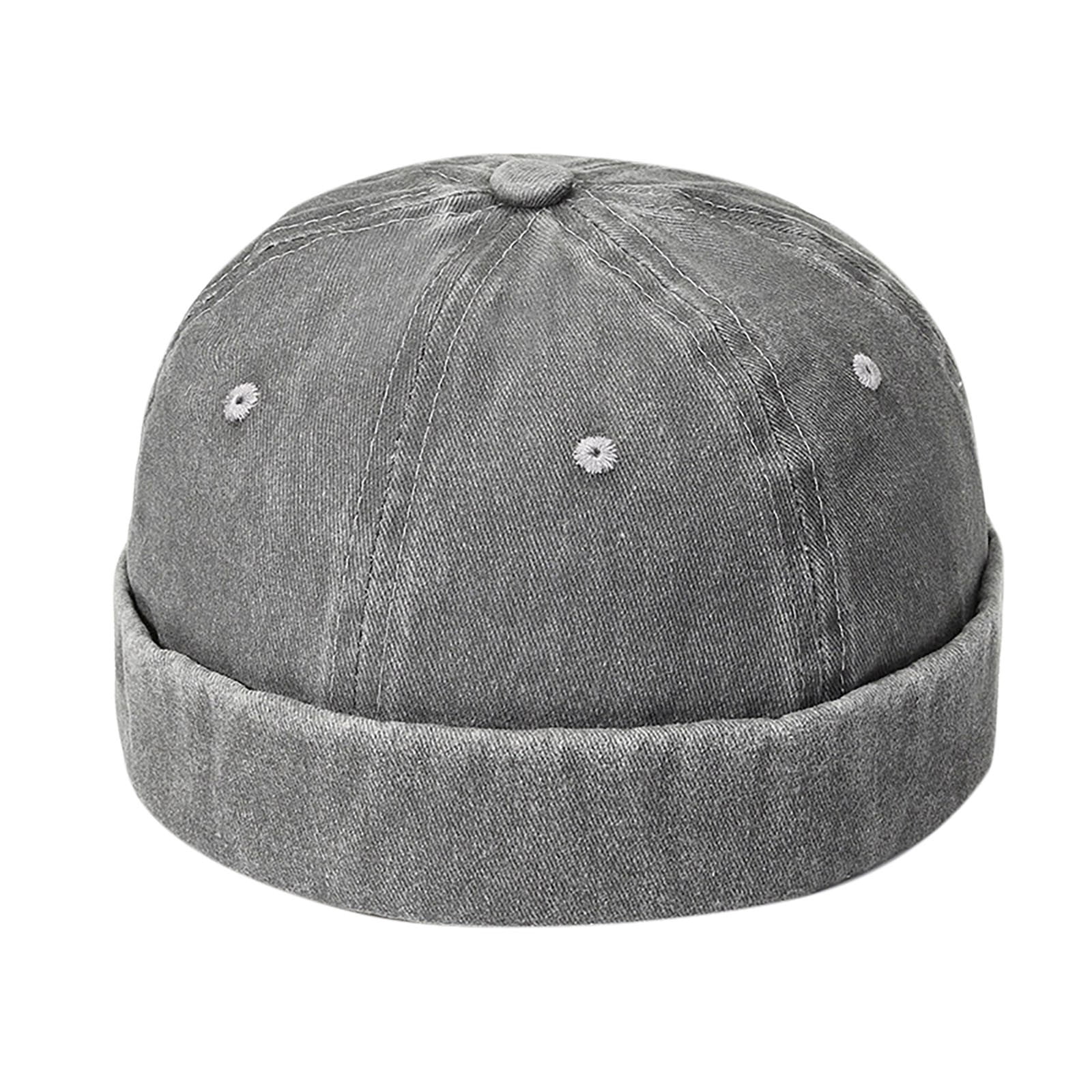 UTSJKR Men's Solid Color Washed Cotton Brimless Docker Beanie Caps ...