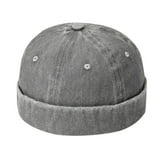 UTSJKR Men's Solid Color Washed Cotton Brimless Docker Beanie Caps ...