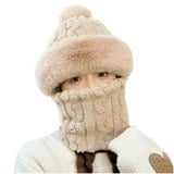 UTSJKR Women One Piece Slouchy Fleece Beanie Hats Scarf Mask Warm ...