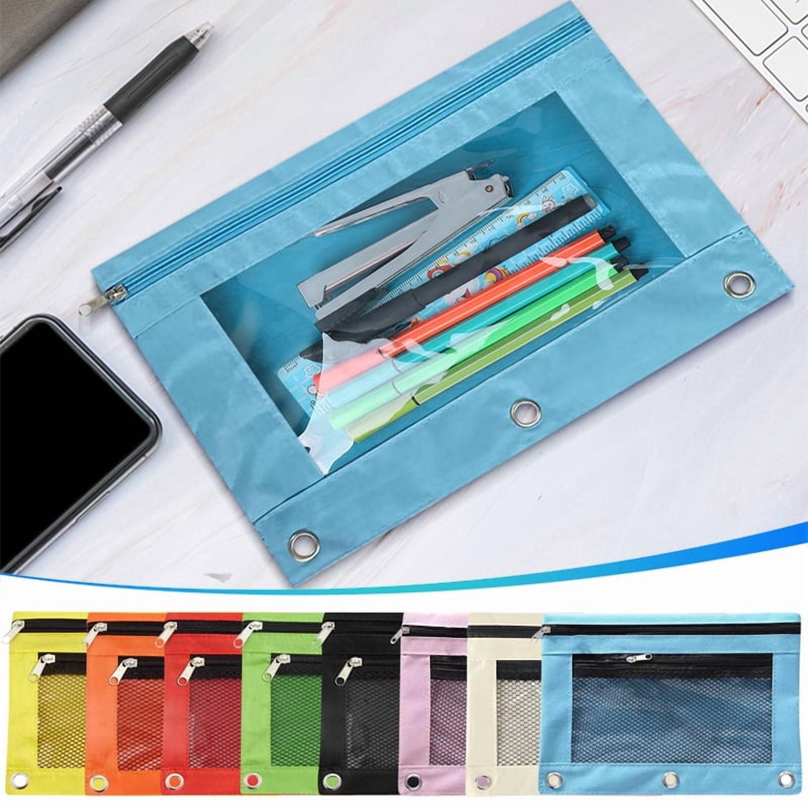 Danhjin Pencil Pouch for 3 Ring Binder, Large Clear Pencil Case Bag in ...