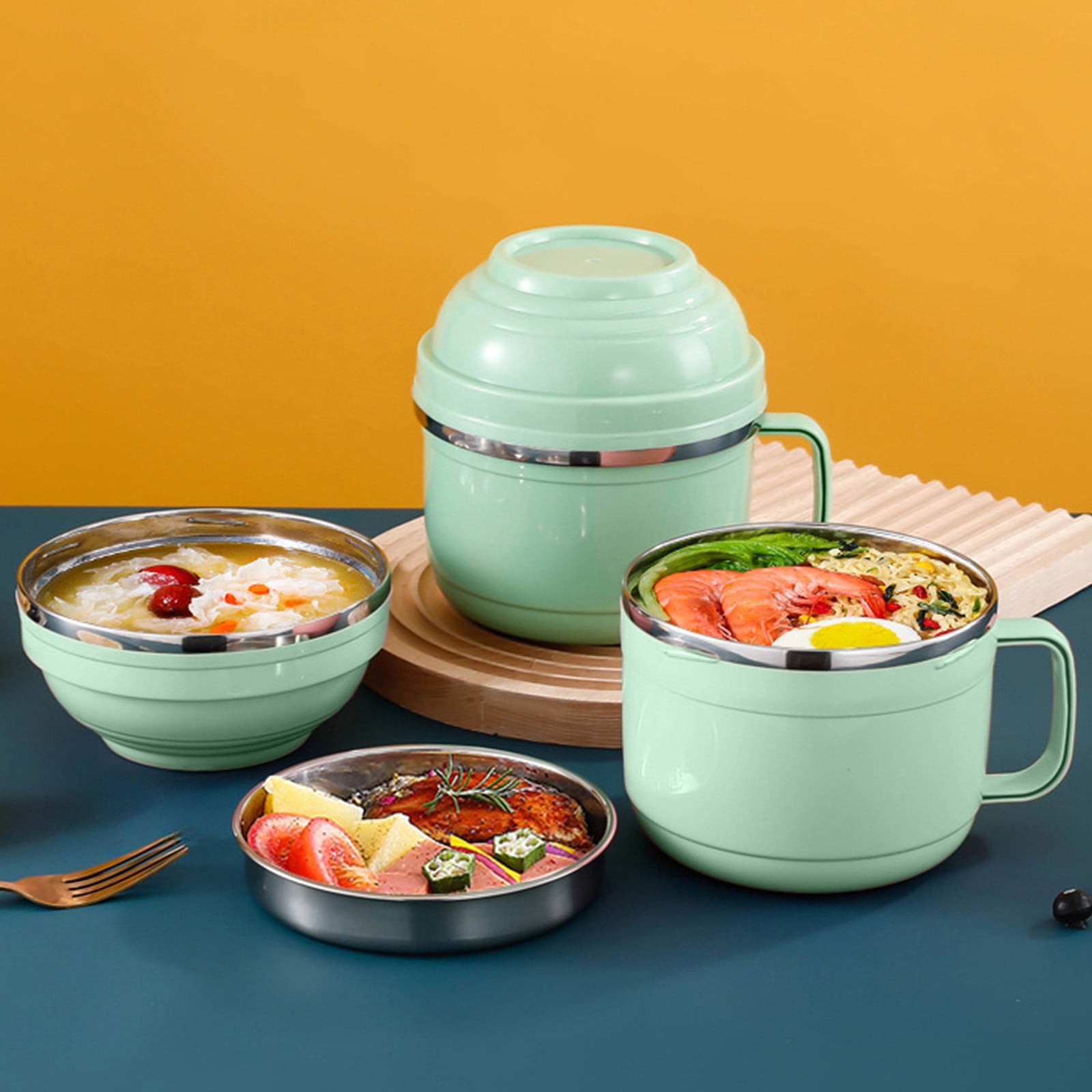 Deals Usloyux Stainless Steel Bento Bowl Set, Portable Lunch Box With 3 ...