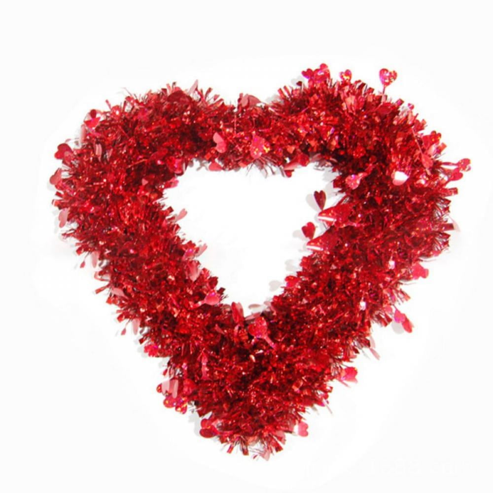 Deals Valentine Heart Wreath Tinsel Heart Shaped Wreath with Foil ...