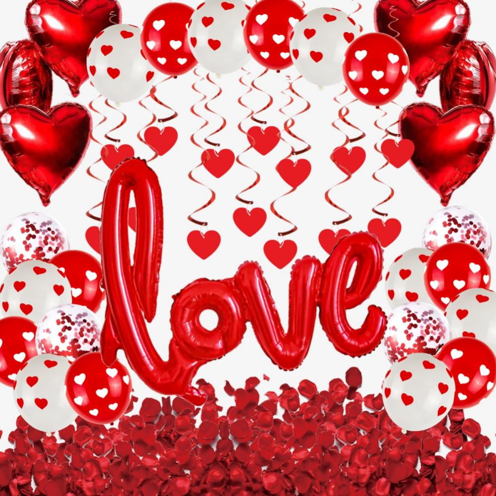 Deals Valentines Day Party Decorations Set,Love Foil Balloon,Red Heart ...