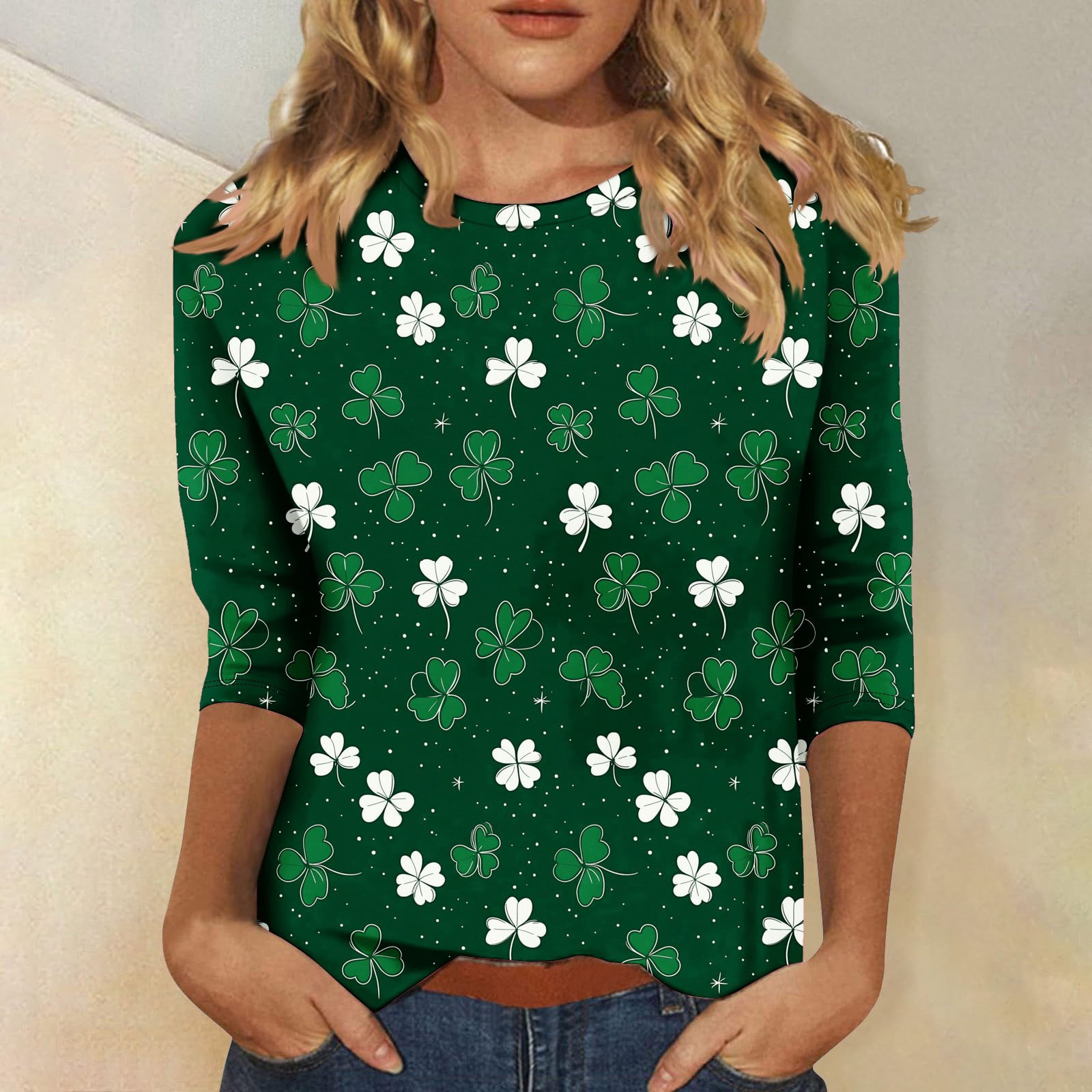 Cagogo Women's Shirts Summer Basic Tops Dressy Casual Irish Shamrock ...