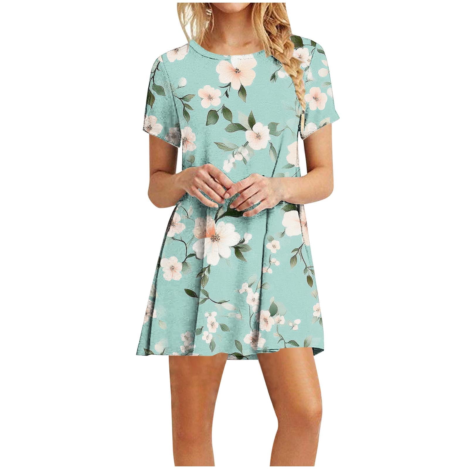 of the Week Yrmaups Womens Plus Size Ruffle Swing Floral Print Mini Sun ...