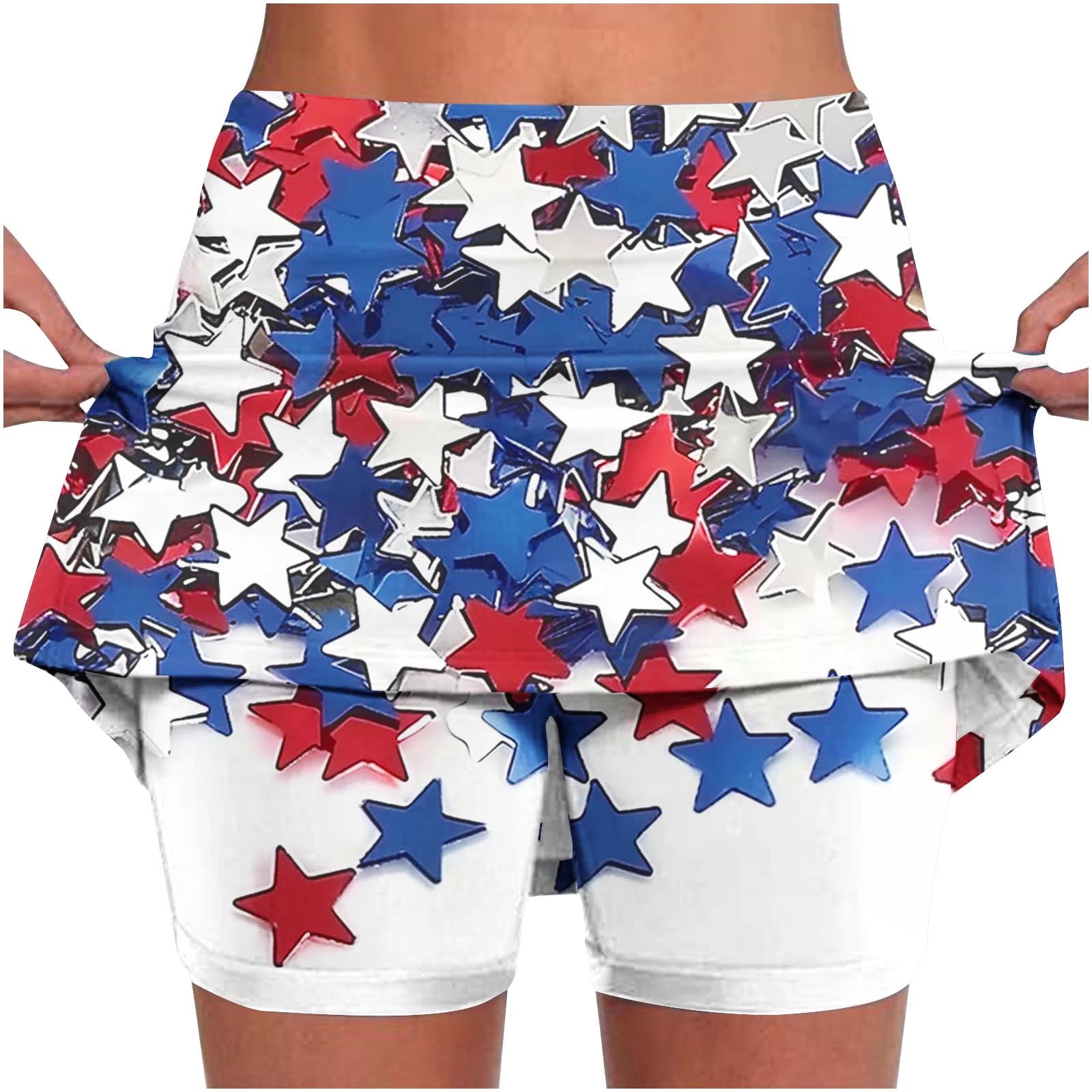 Deals Womens Tennis Skorts Independence Day Sweat-Skirts Usa Flag Star ...