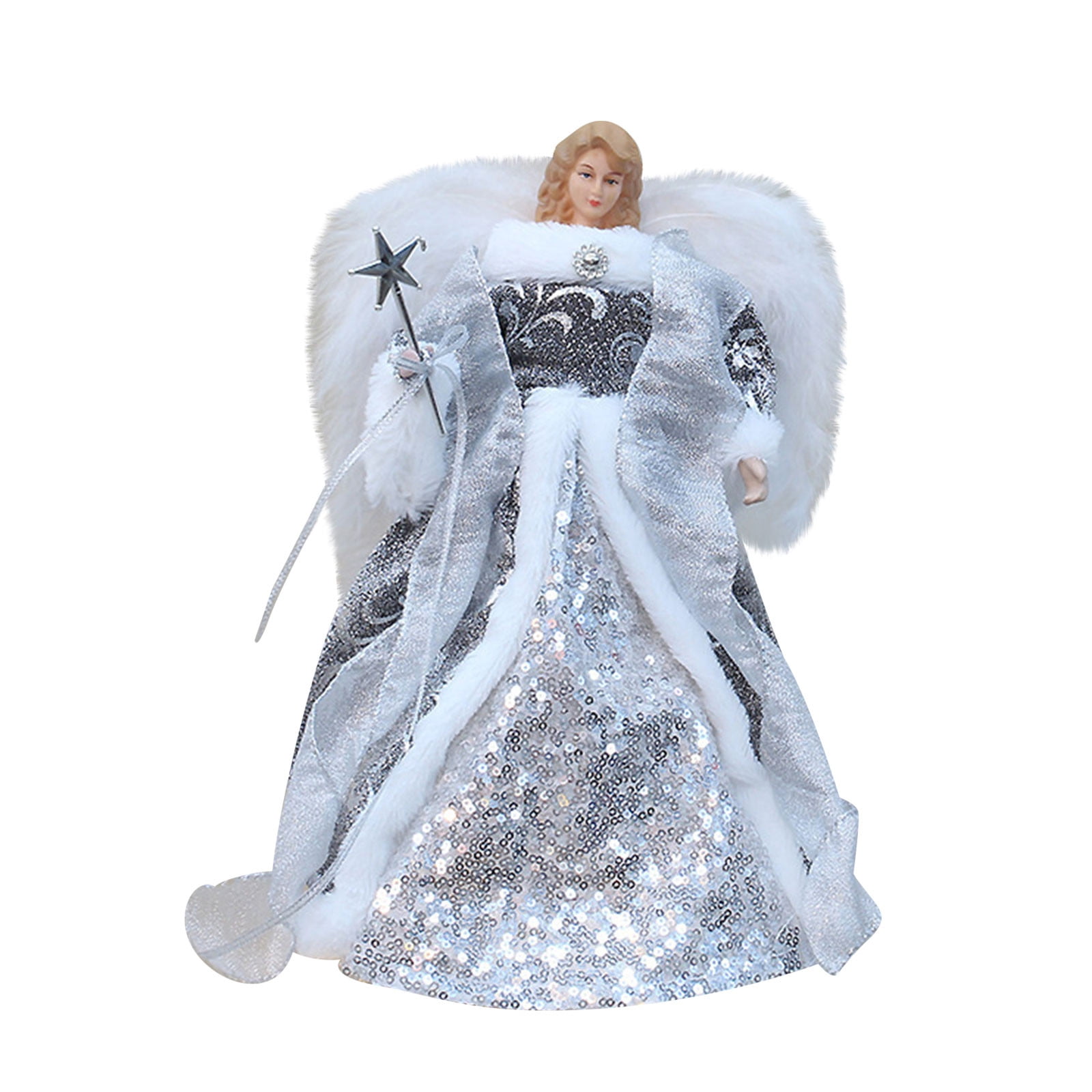 XEOVHV Christmas Tree Topper Angel, Angel Doll with Lights, White ...