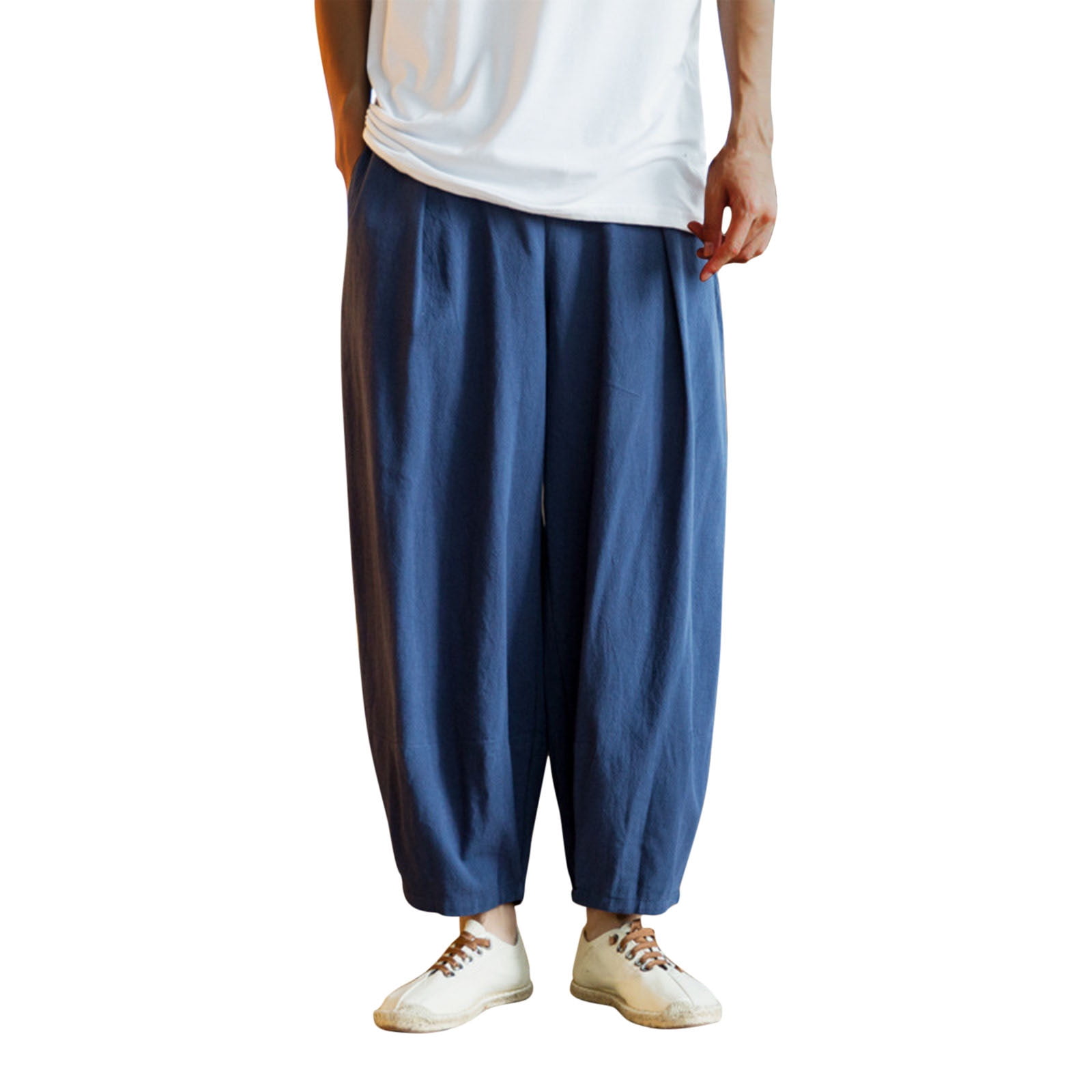 Deals YLSDY Harem Linen Pants for Men Tapered Leg Ankle Pant 2025 ...