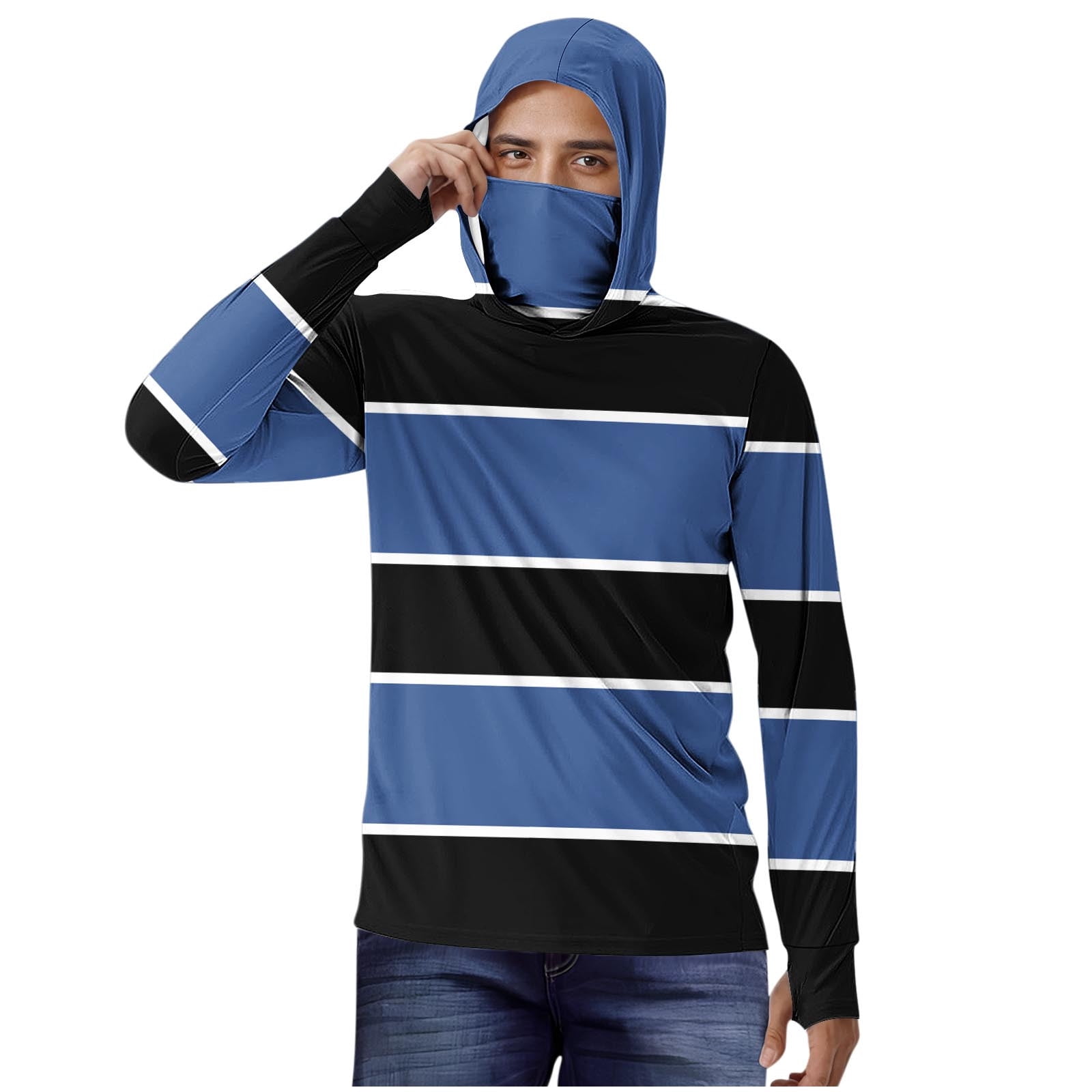 Fashion YLSDY Refined Striped Printed Hooded Sunproof Tunic for Men ...
